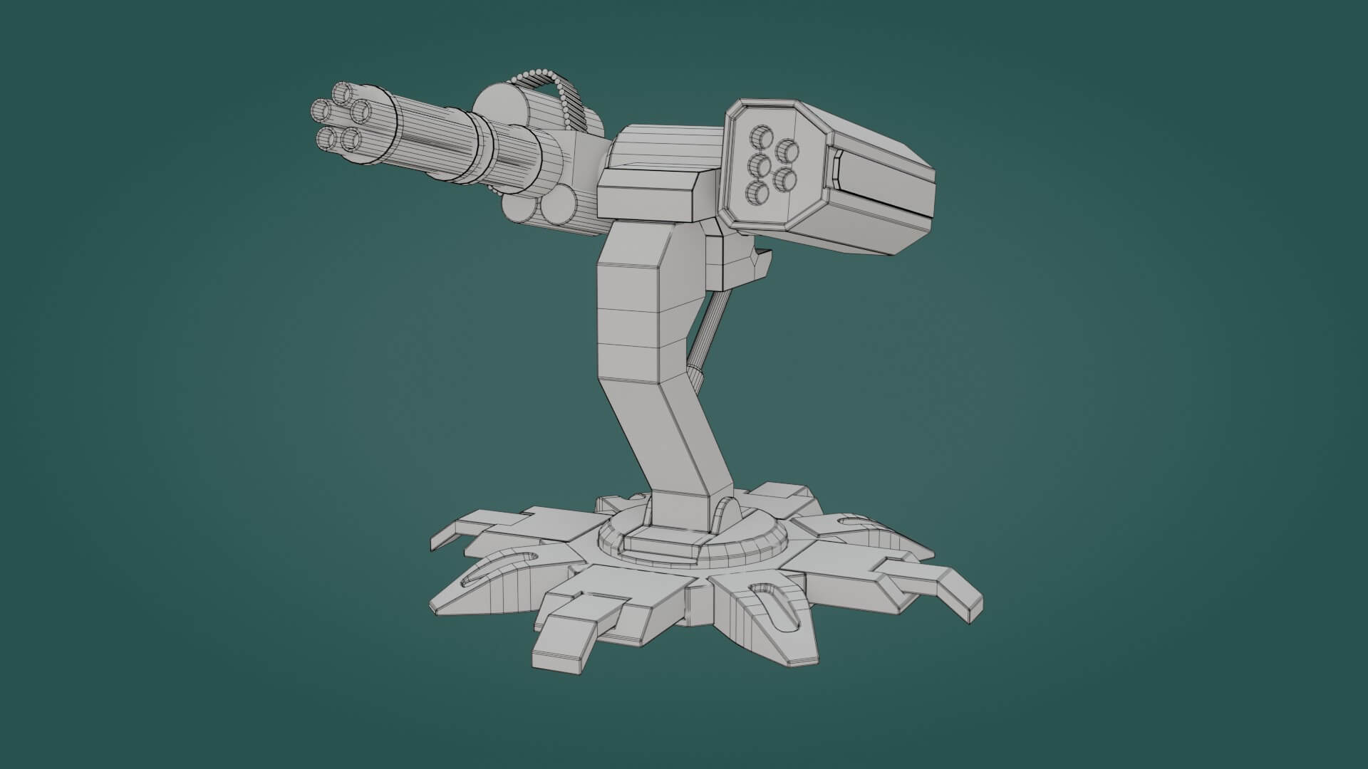 Sci-Fi Turret 3D Model by sathak