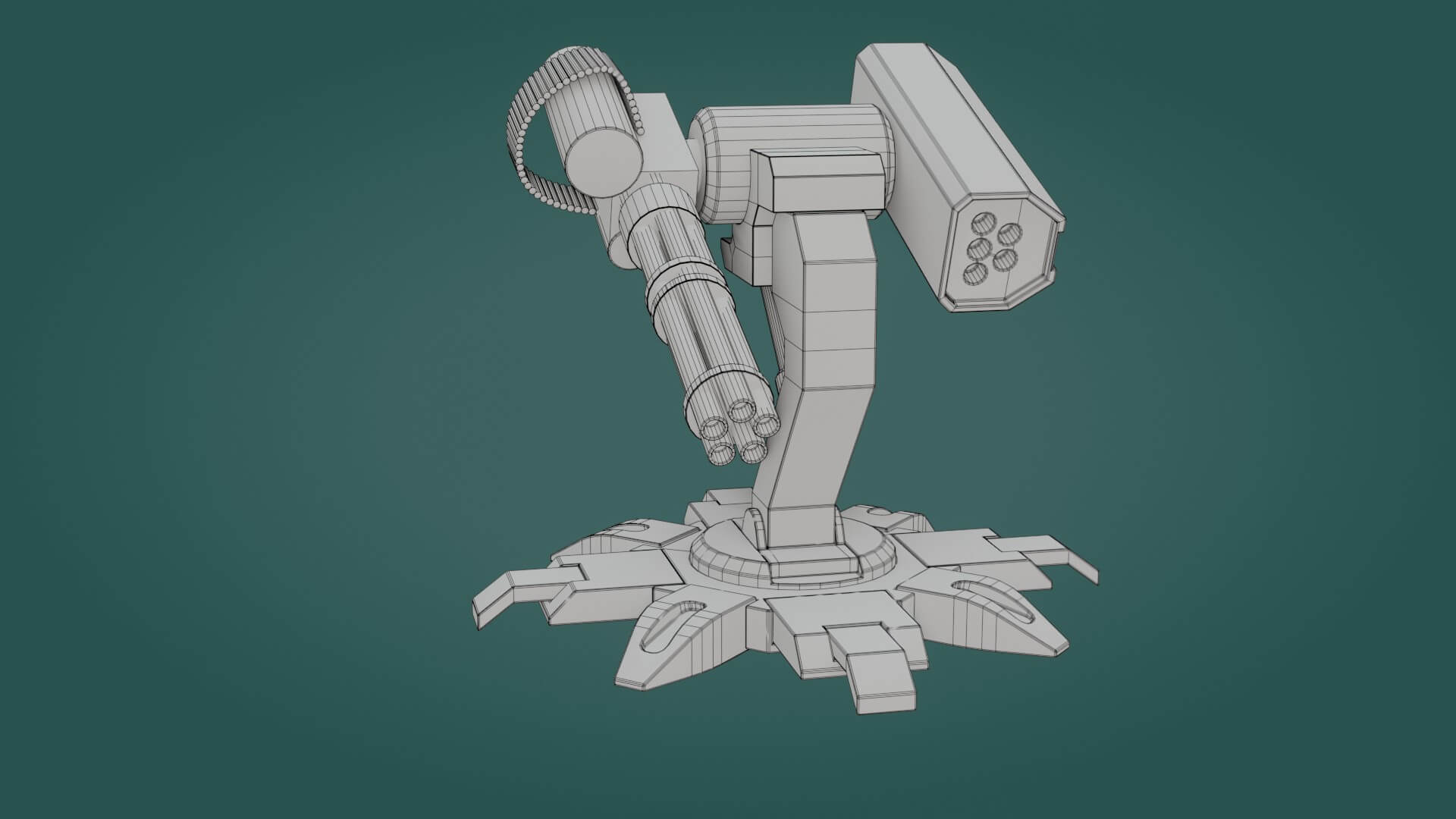 Sci-Fi Turret 3D Model by sathak