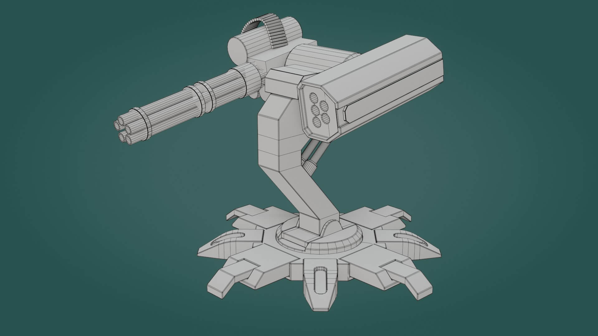 Sci-Fi Turret 3D Model by sathak