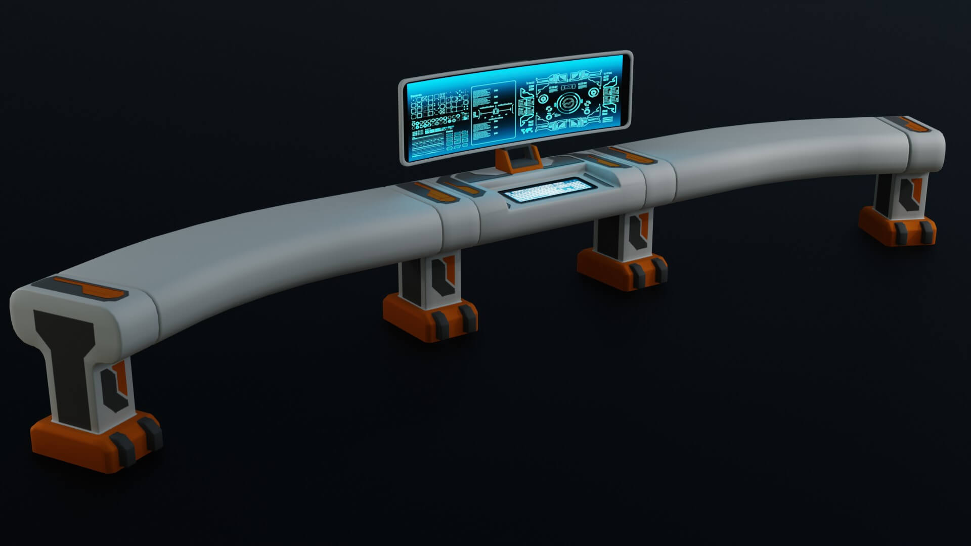 Sci-Fi Workspace 3D Model by sathak