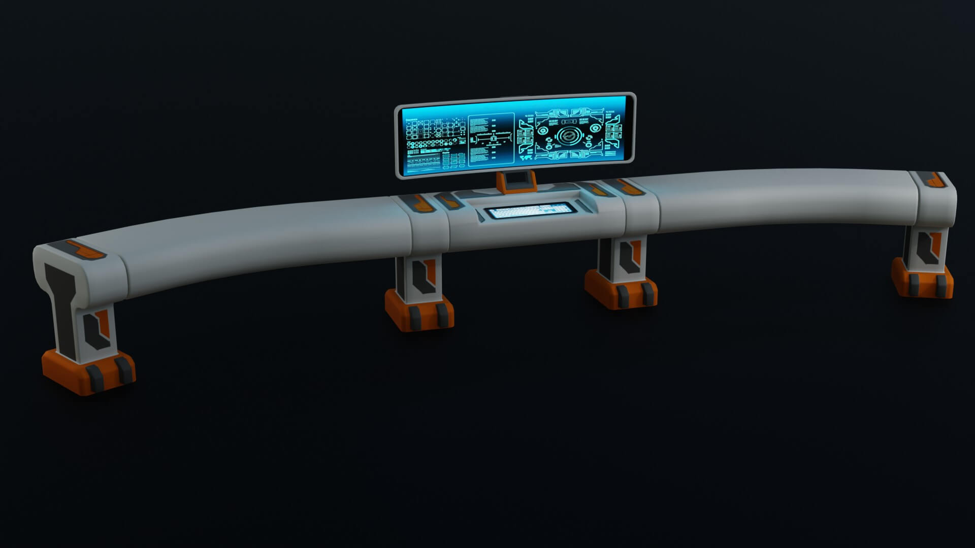 Sci-Fi Workspace 3D Model by sathak