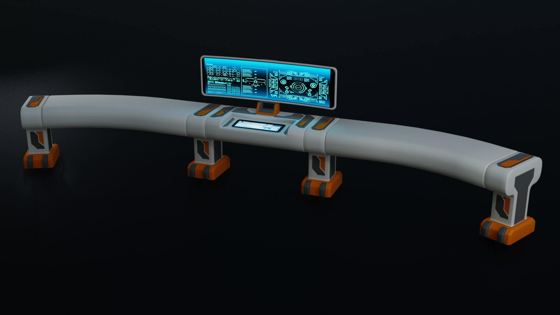 Sci-Fi Workspace 3D Model by sathak