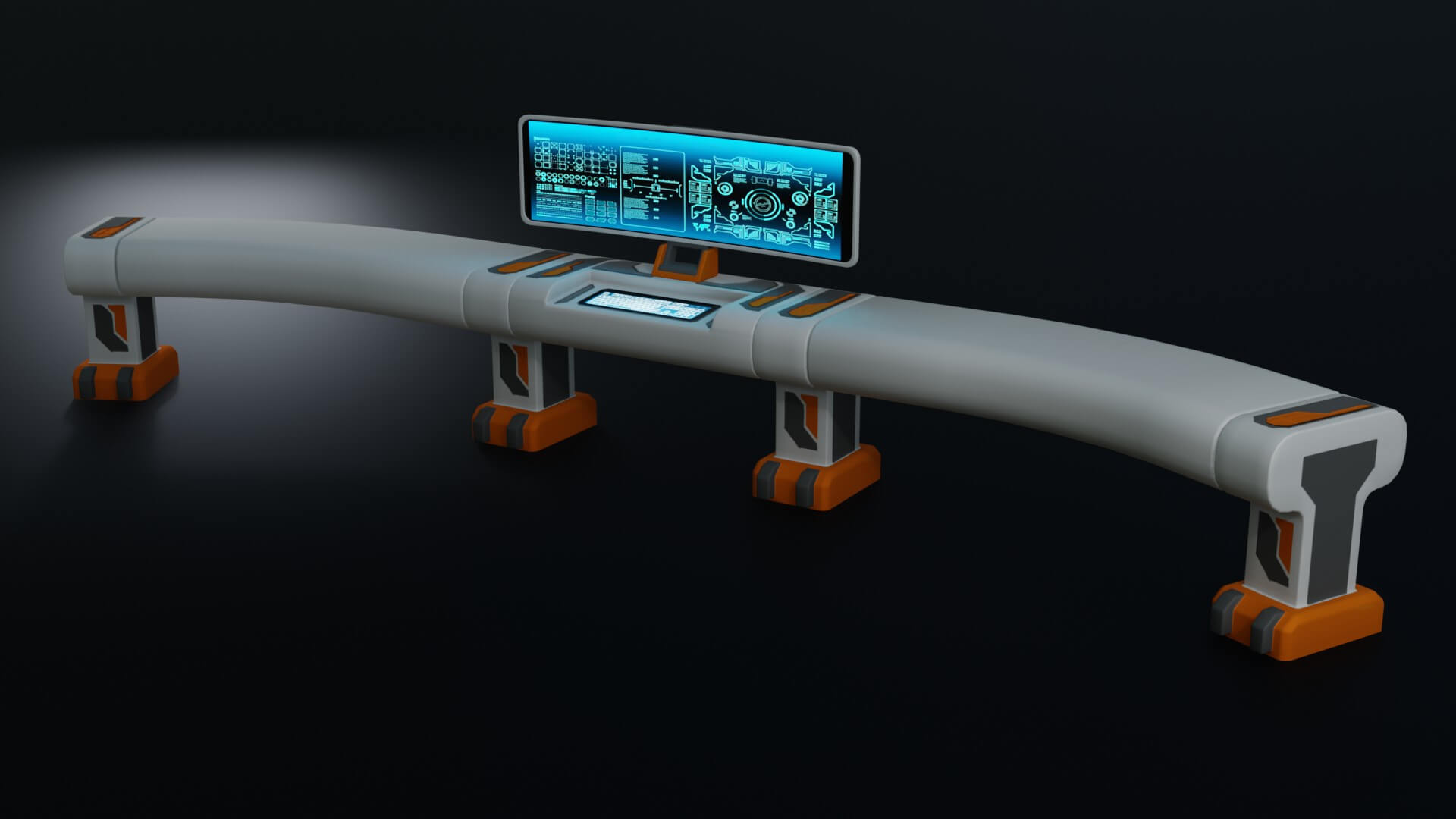 Sci-Fi Workspace 3D Model by sathak