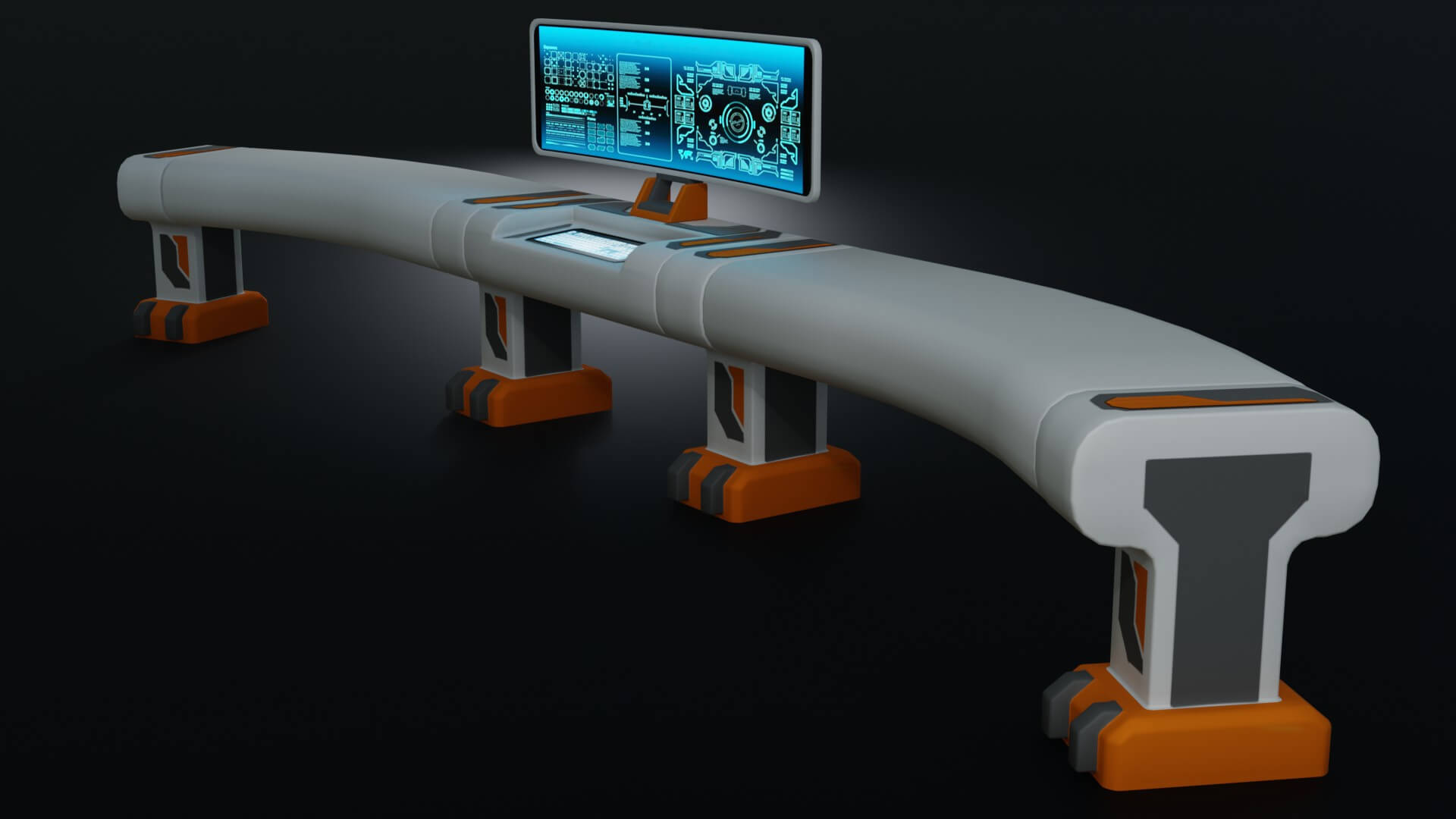 Sci-Fi Workspace 3D Model by sathak