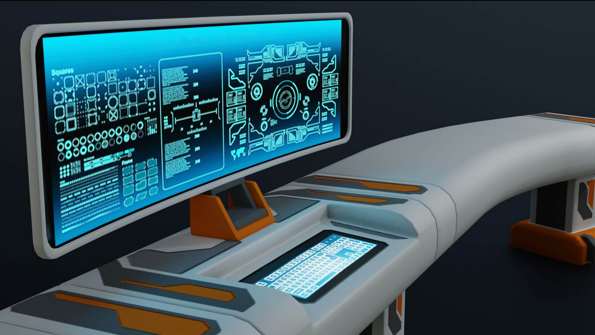 Sci-Fi Workspace 3D Model by sathak