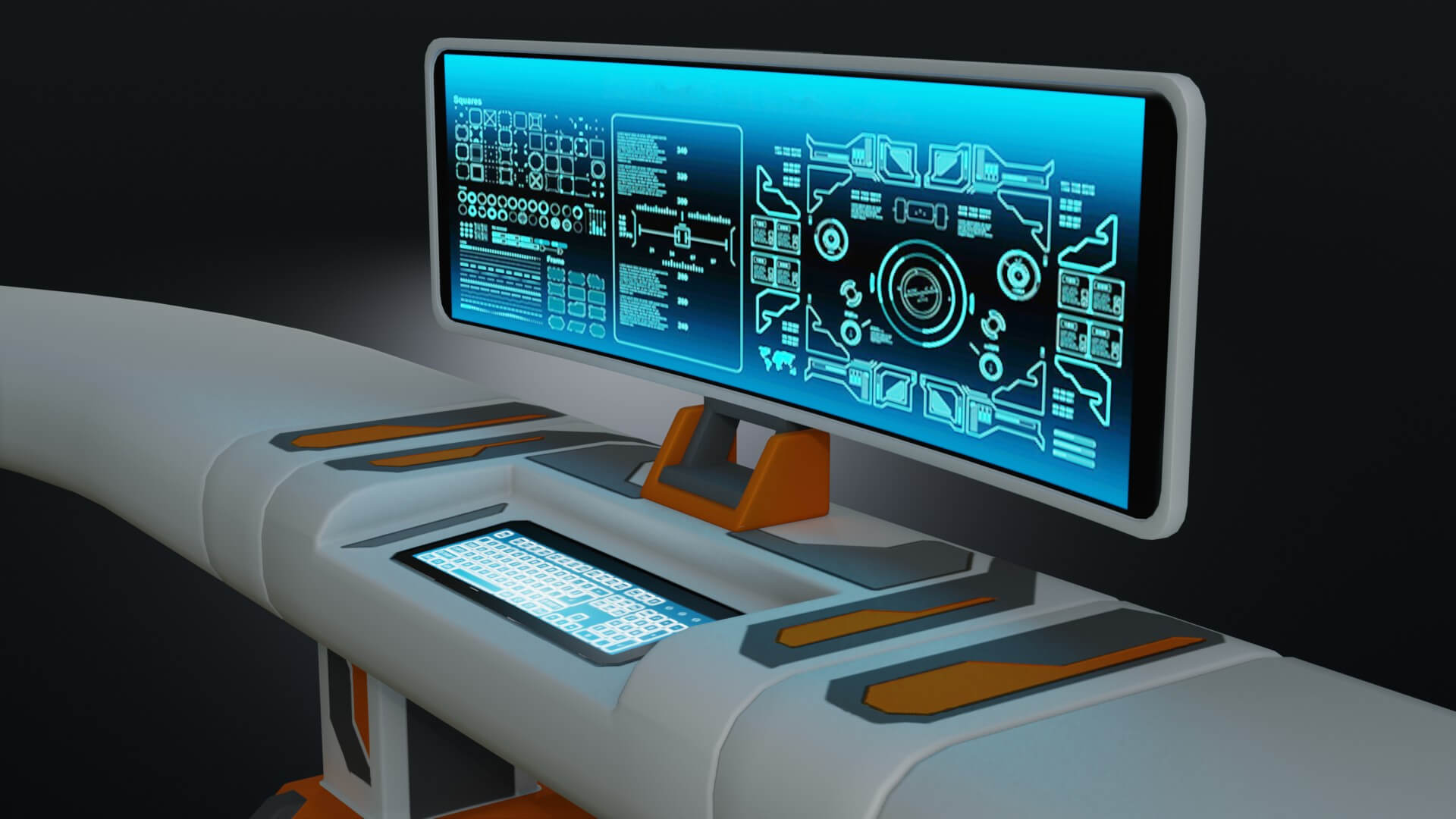 Sci-Fi Workspace 3D Model by sathak