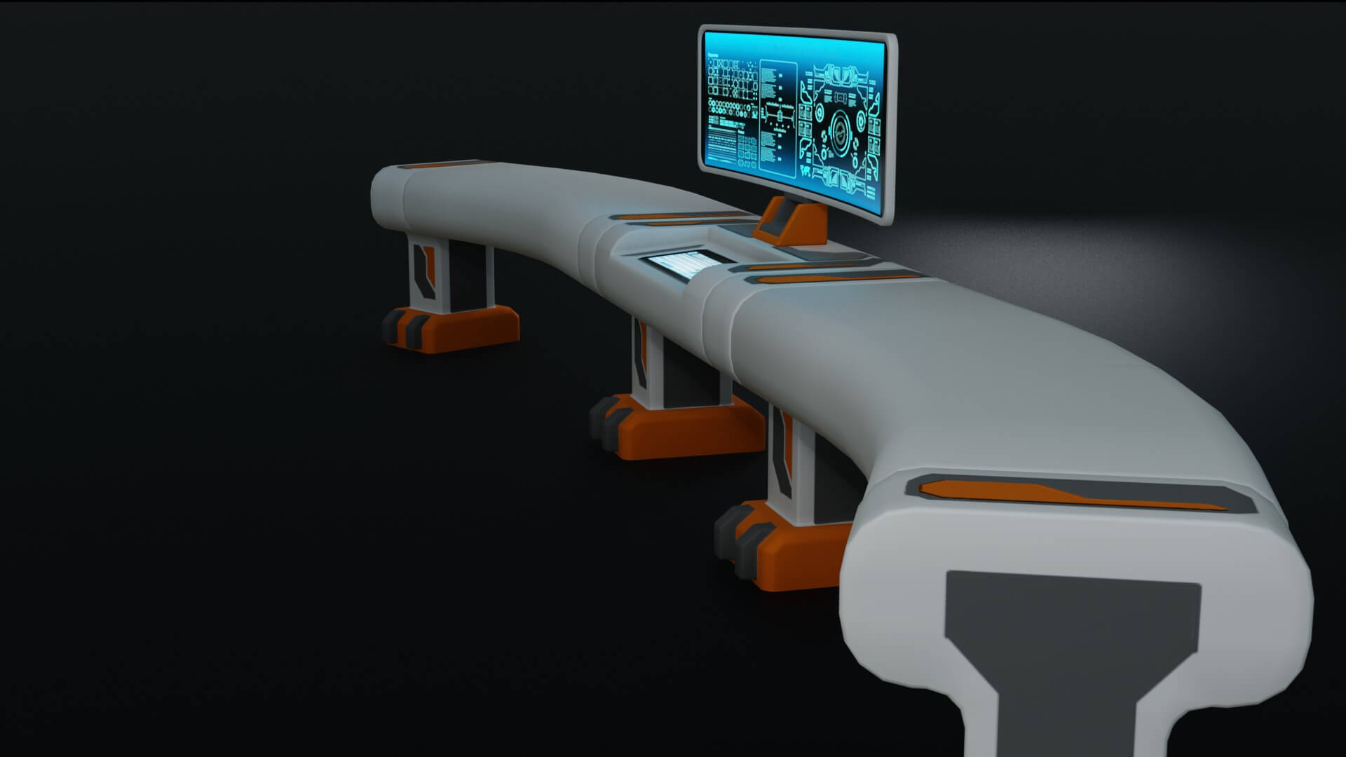 Sci-Fi Workspace 3D Model by sathak