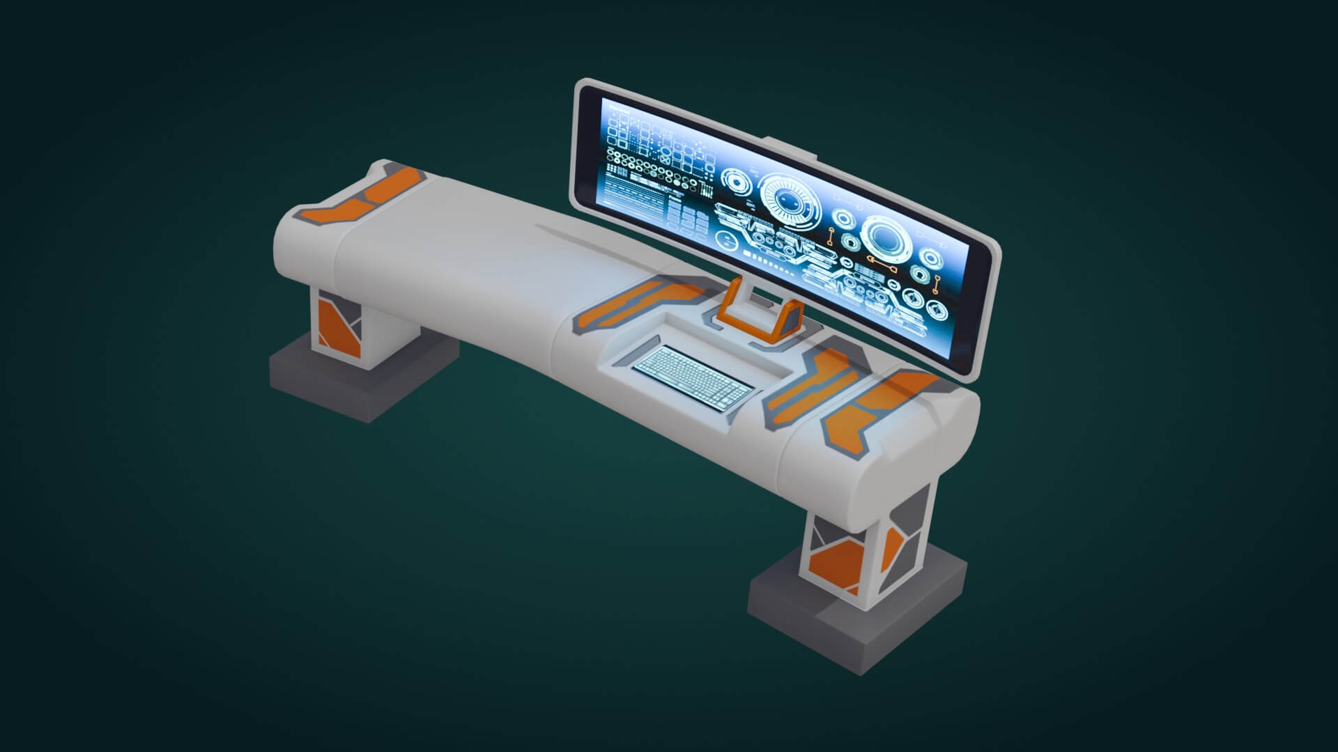 Sci-Fi Workspace 3D Model by sathak