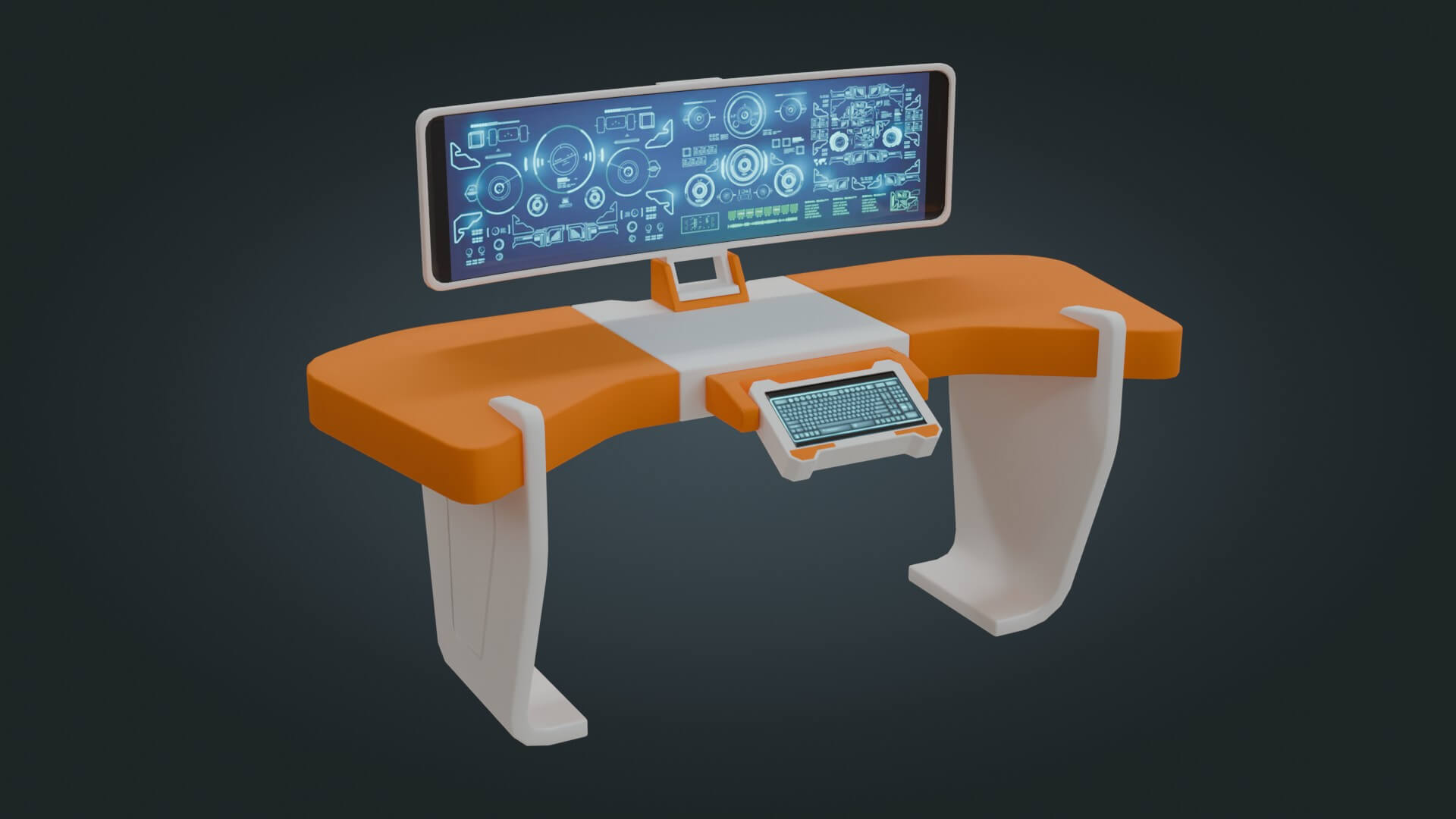 Sci-Fi Workspace 3D Model by sathak