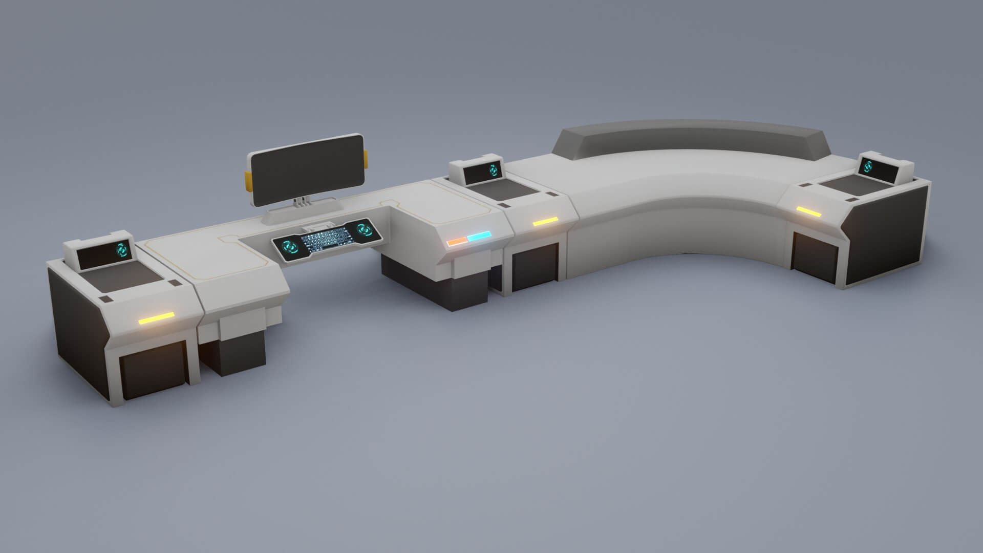 Sci-Fi Workspace 3D Model by sathak