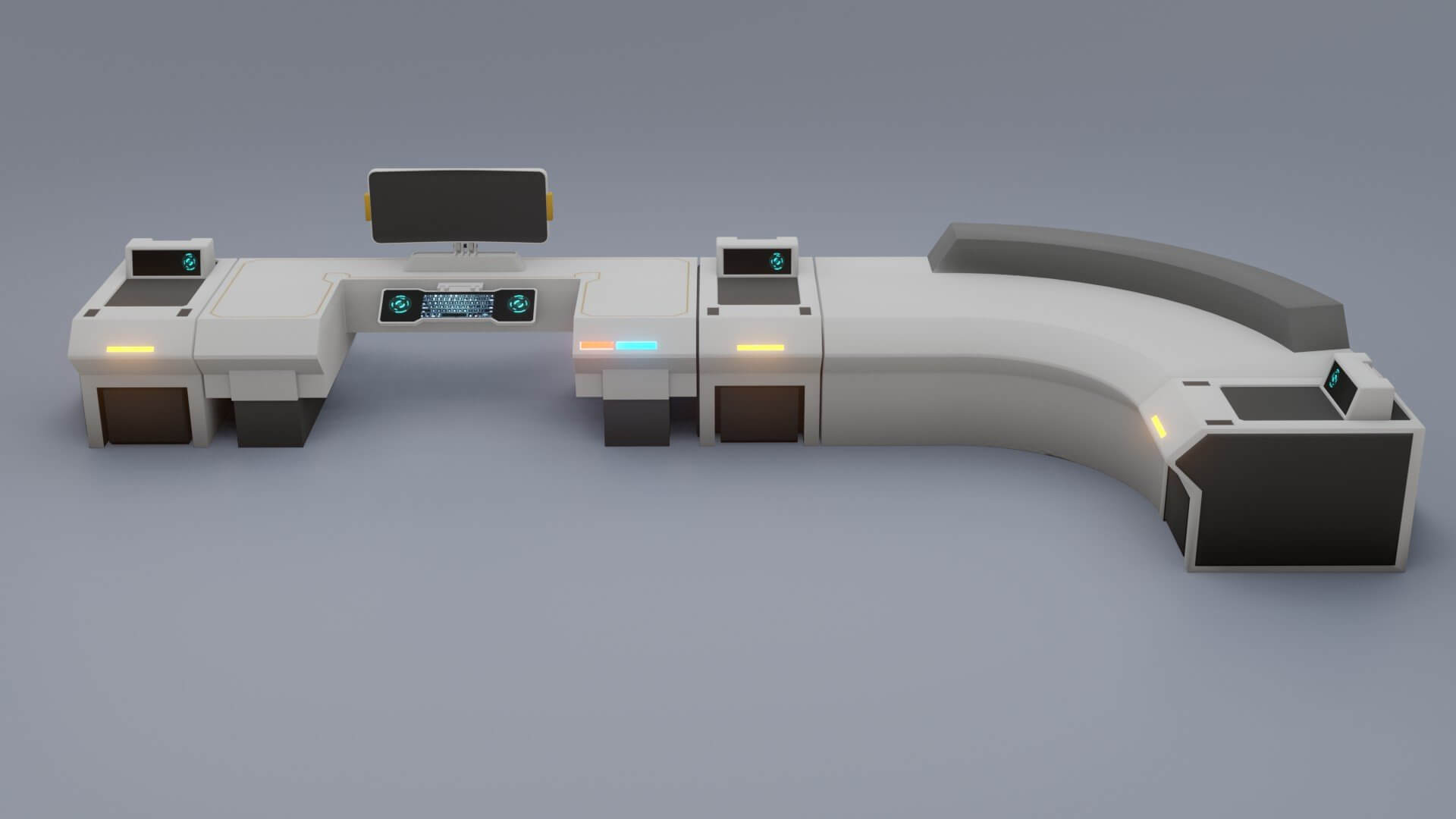 Sci-Fi Workspace 3D Model by sathak