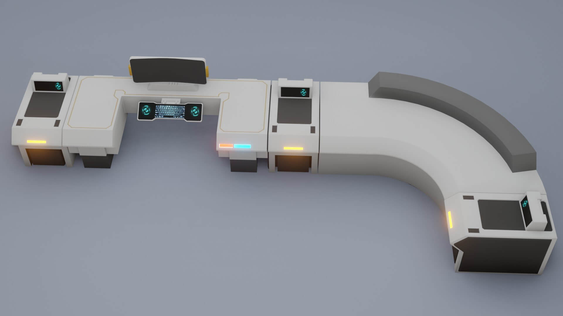 Sci-Fi Workspace 3D Model by sathak