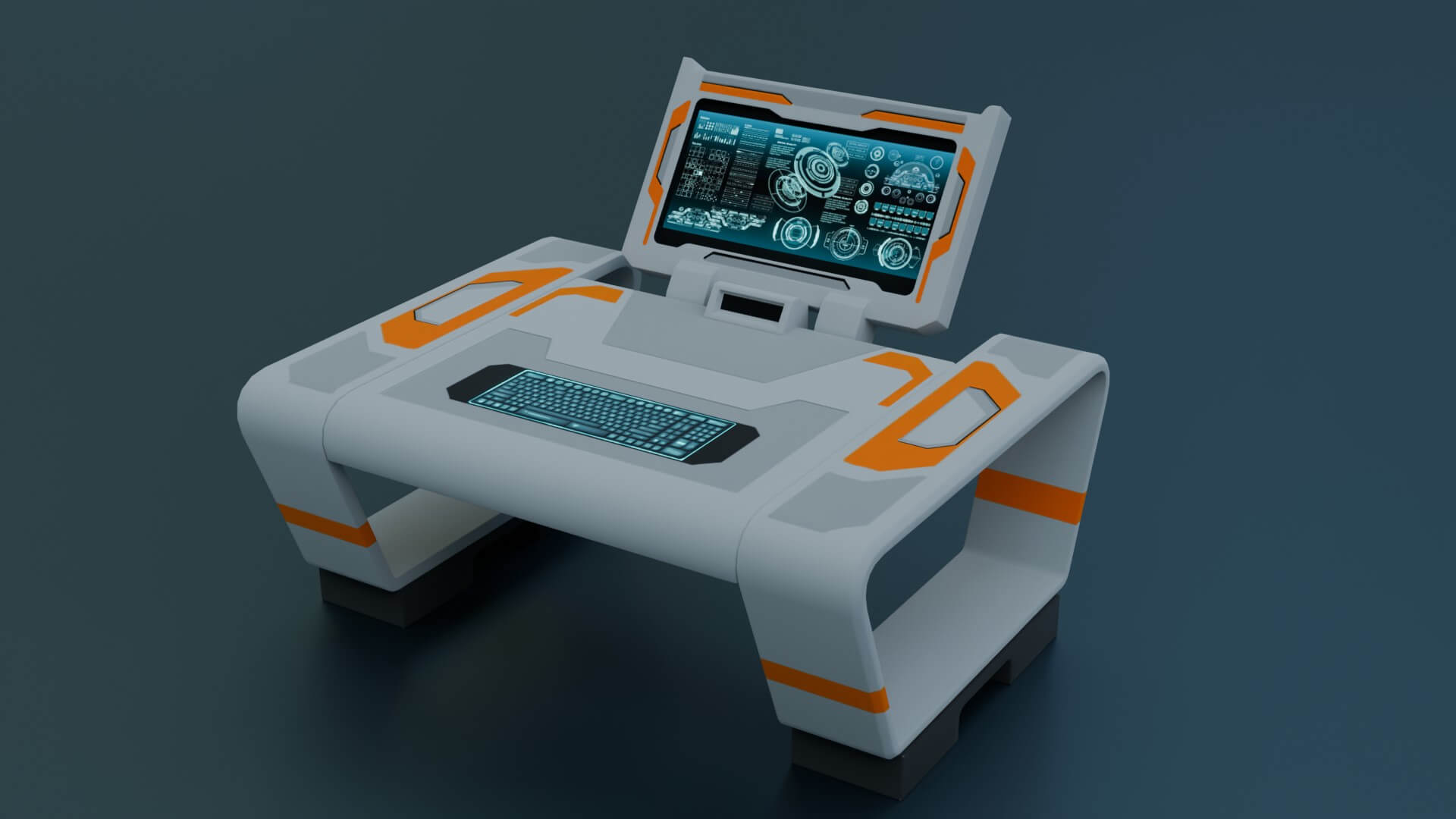 Sci-Fi Workspace 3D Model by sathak