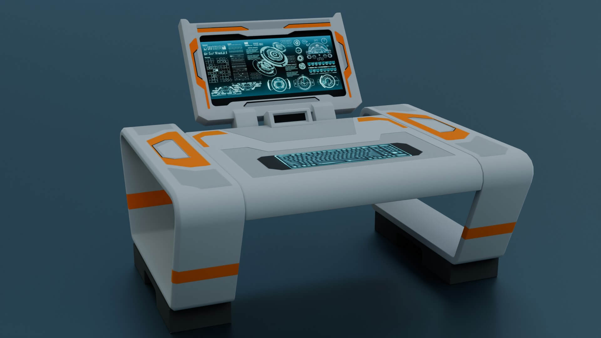 Sci-Fi Workspace 3D Model by sathak
