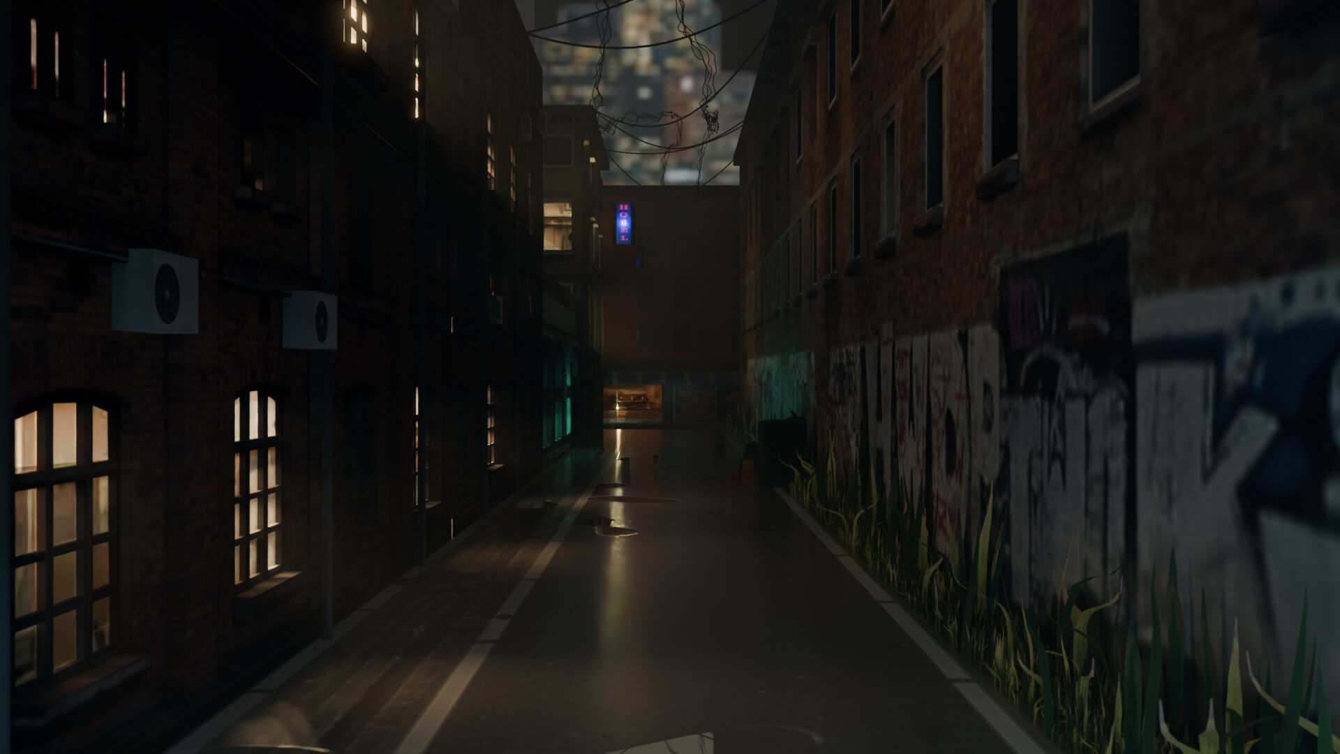 Urban Alley - Low Poly 3D Model by sathak