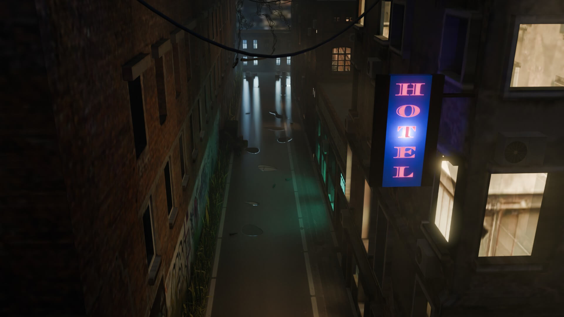 Urban Alley - Low Poly 3D Model by sathak