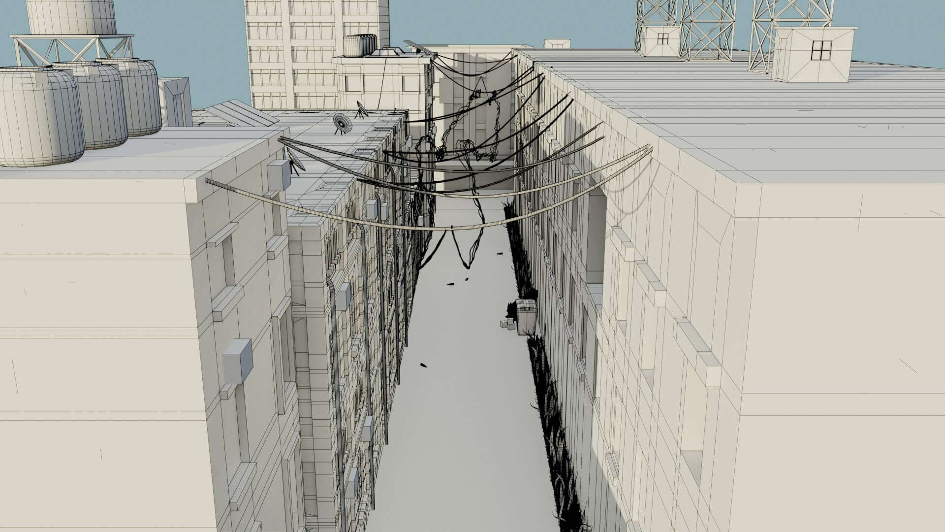 Urban Alley - Low Poly 3D Model by sathak