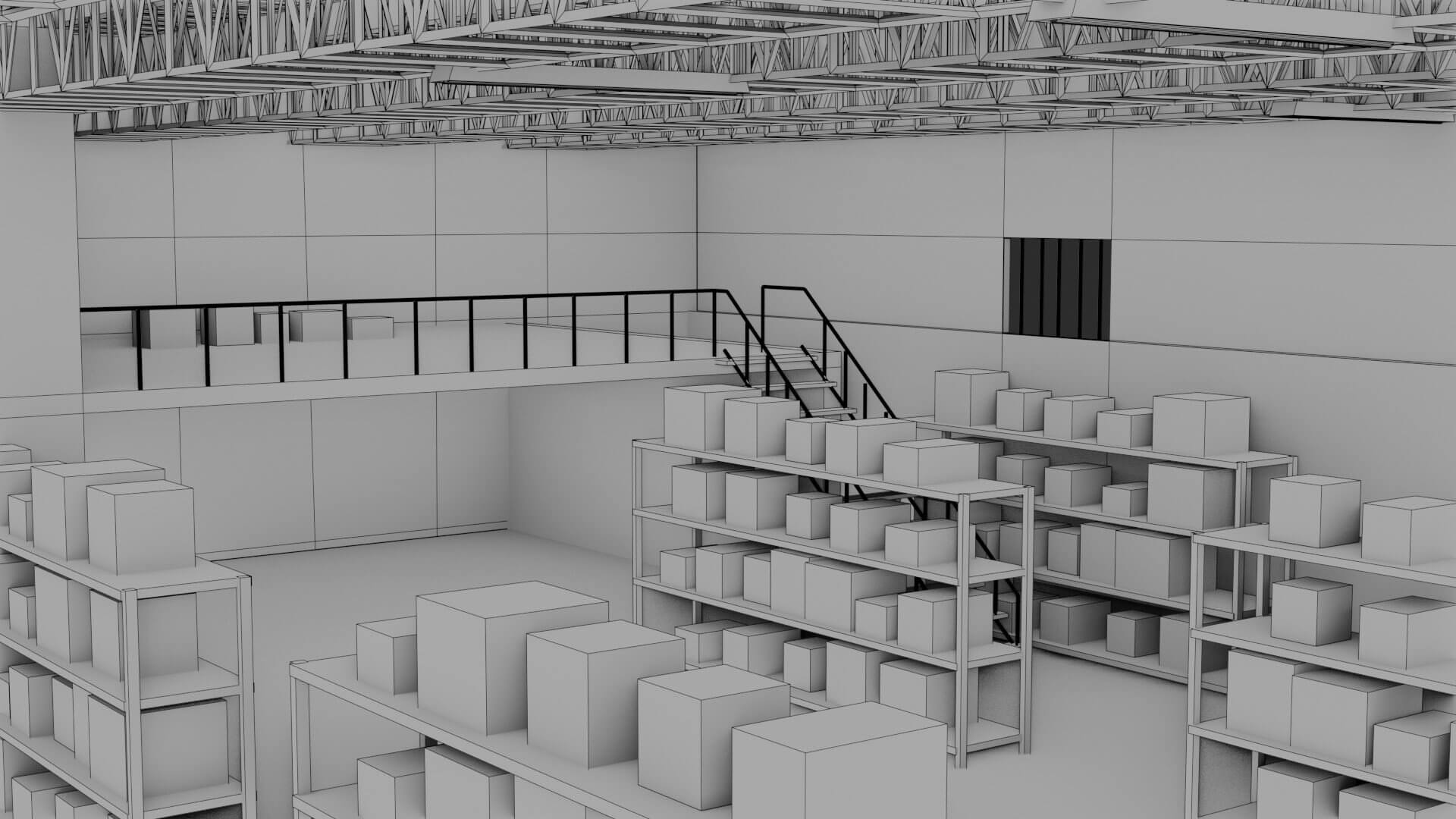 Warehouse Interior - 3D Model by sathak