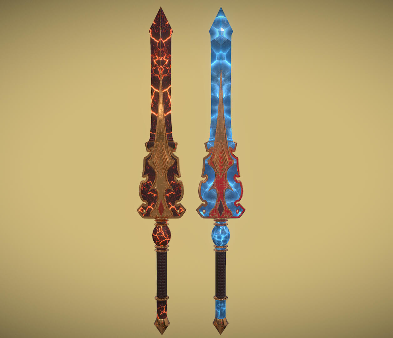 Hoty and Icy Swords - 3D Model by saxn