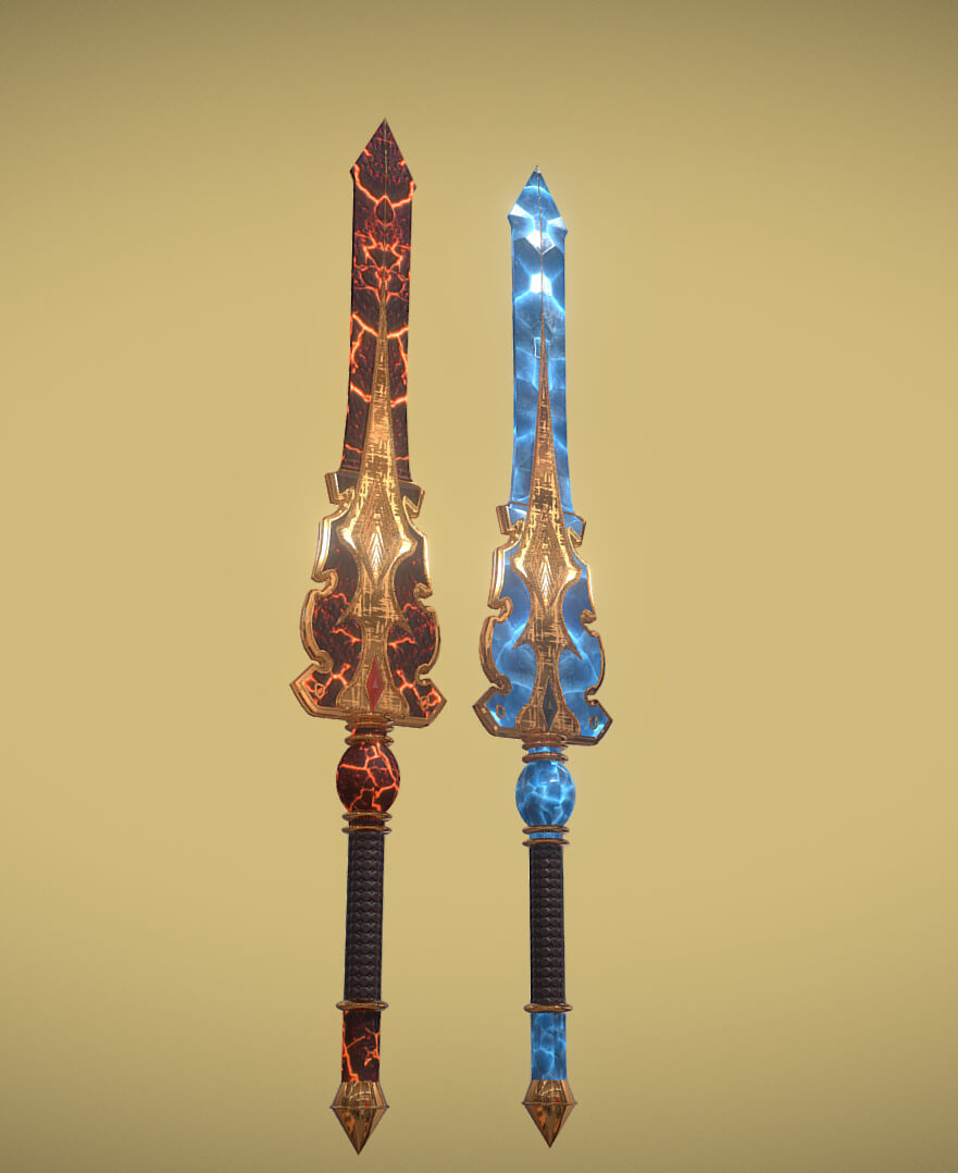 Hoty and Icy Swords - 3D Model by saxn