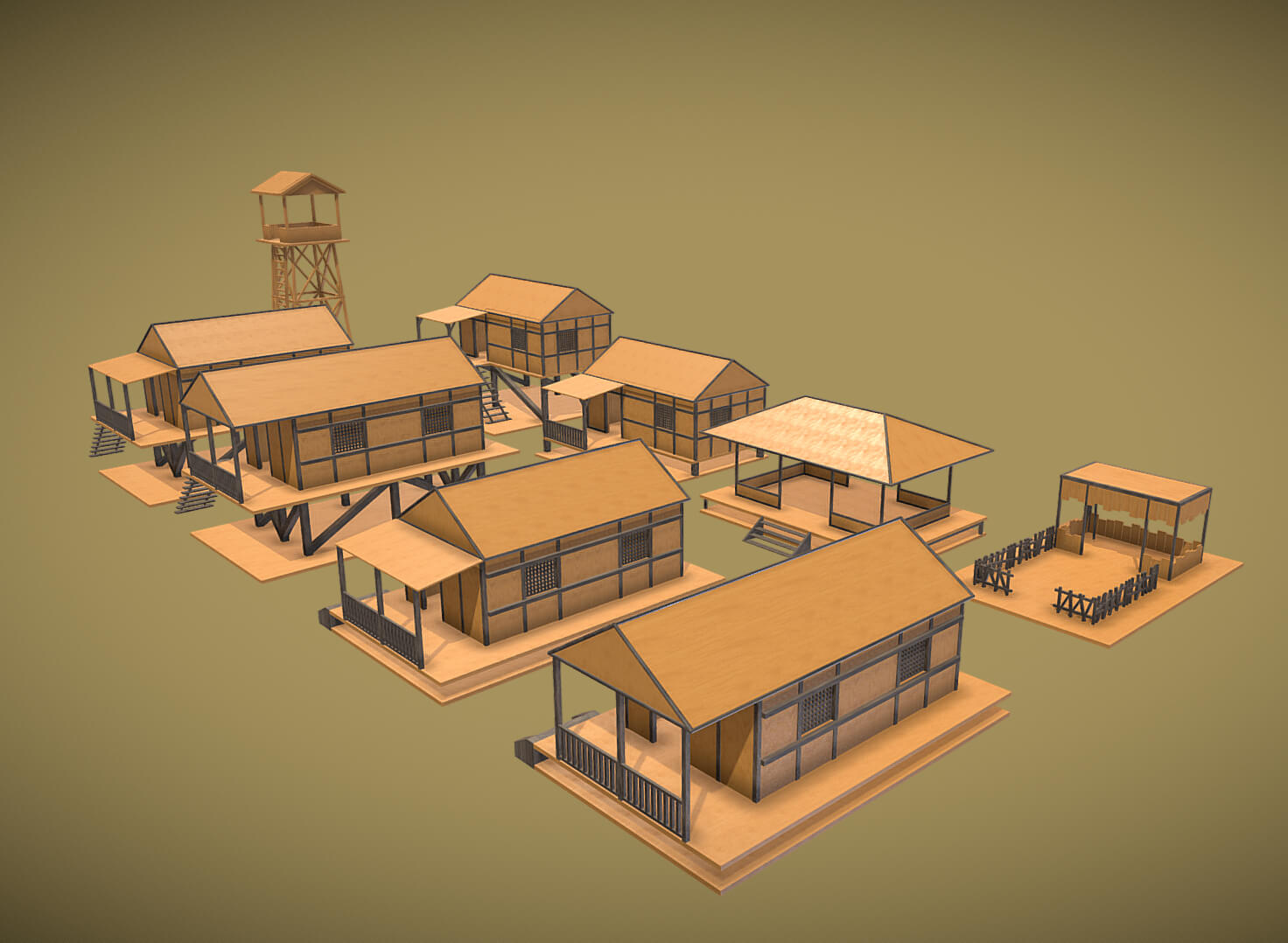 Modular Village Kit - 3D Model by saxn