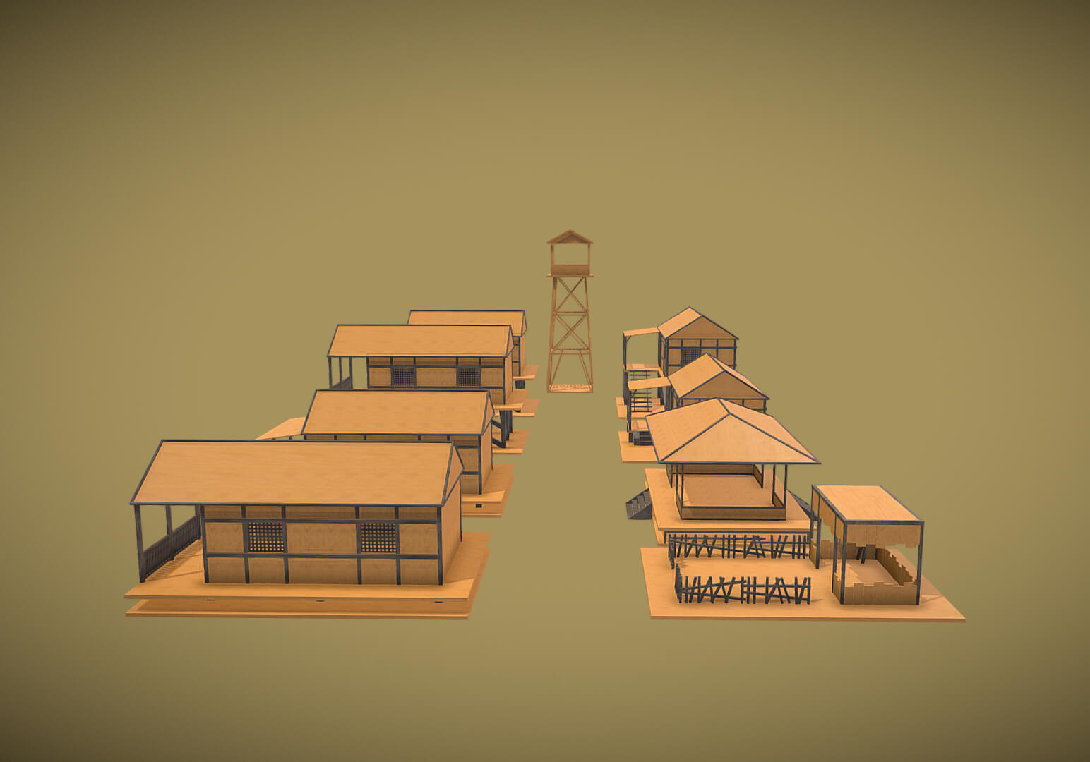 Modular Village Kit - 3D Model by saxn