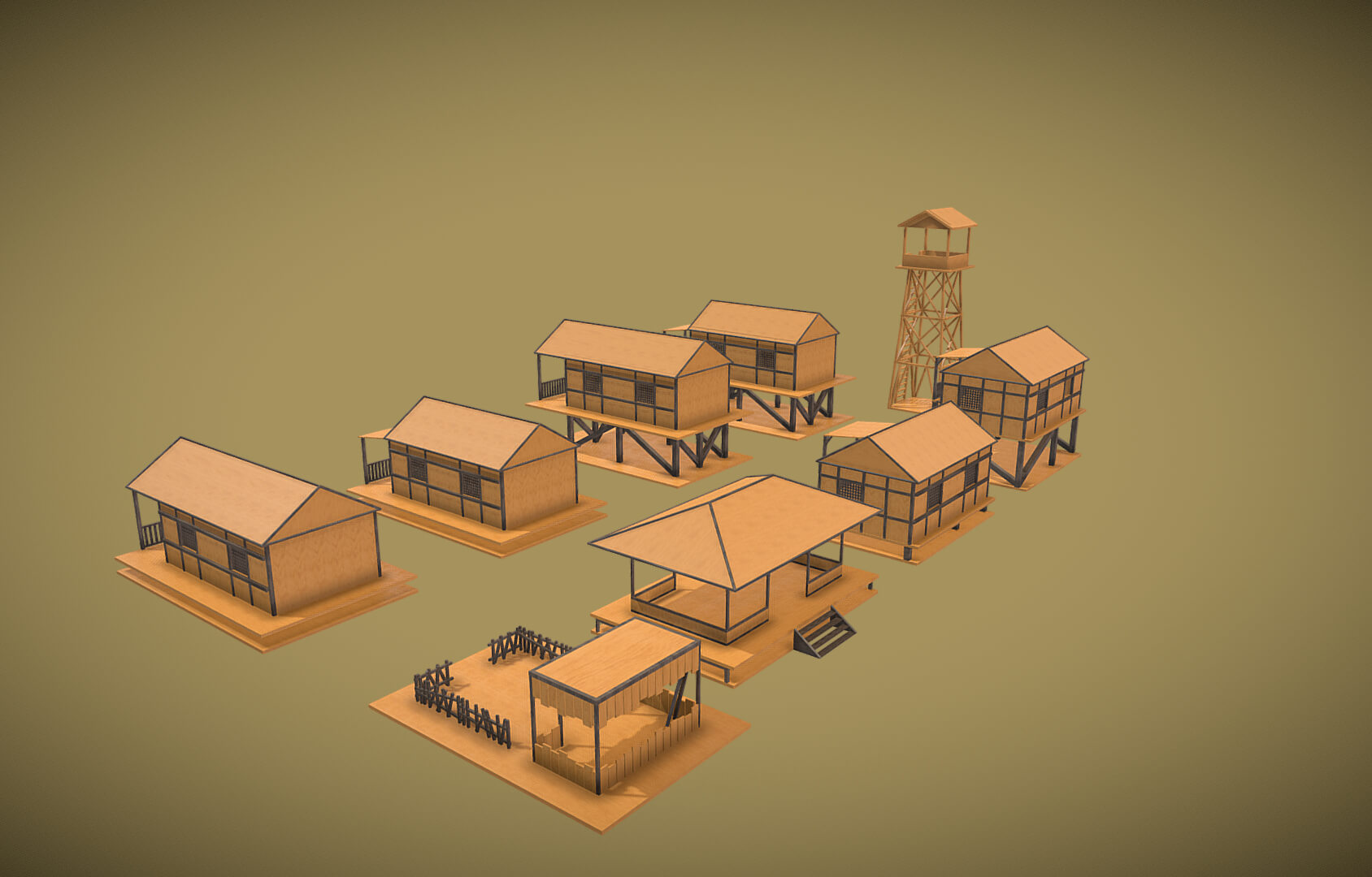 Modular Village Kit - 3D Model by saxn