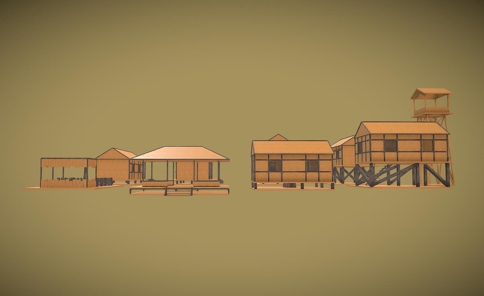 Modular Village Kit - 3D Model by saxn