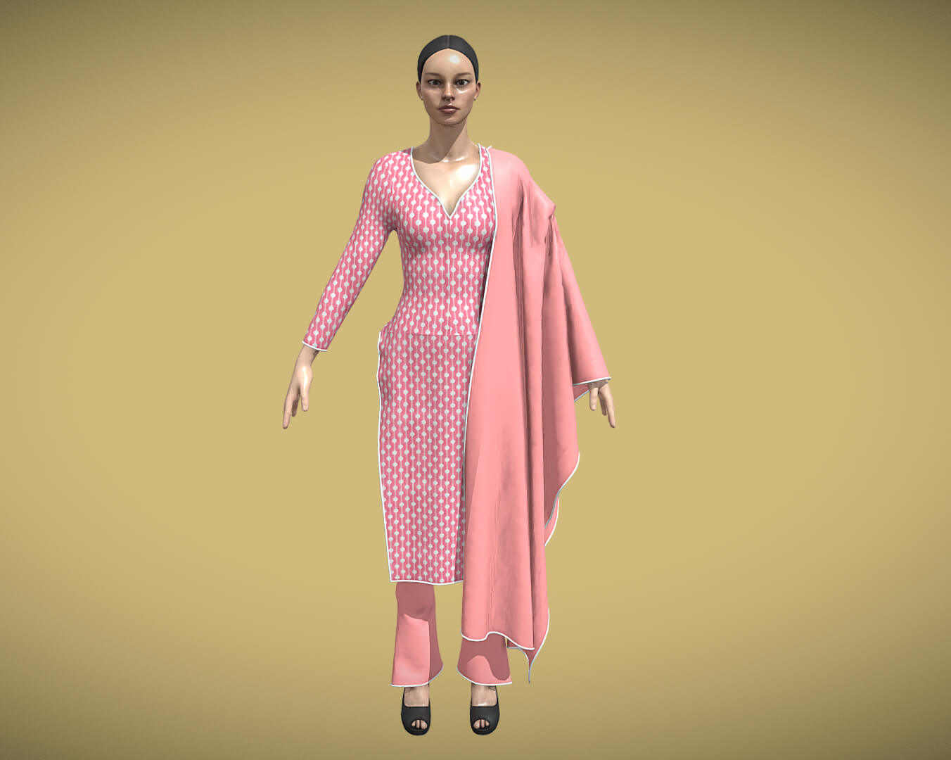 Nepali Women With Kurtha Surwal - 3D Model by saxn