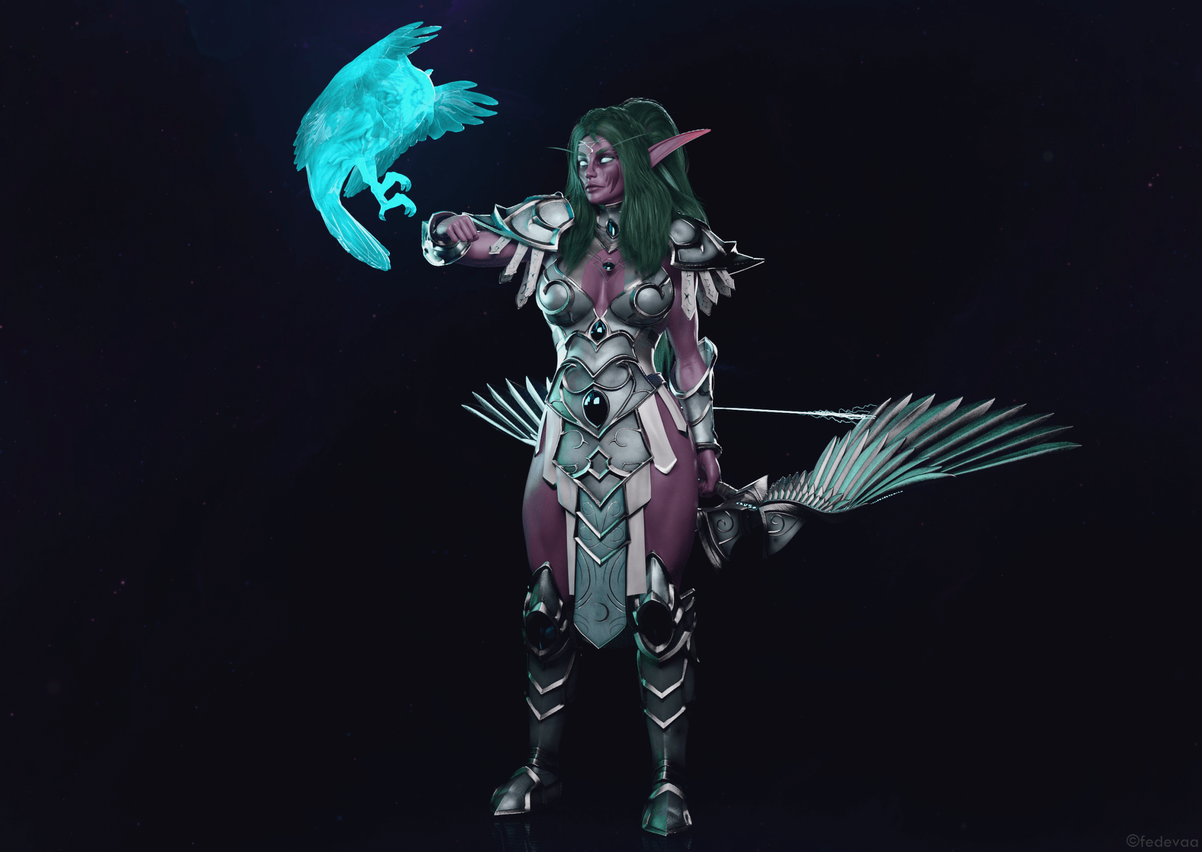Tyrande Whisperwind 3D Render, Digital Art by scabambaspis