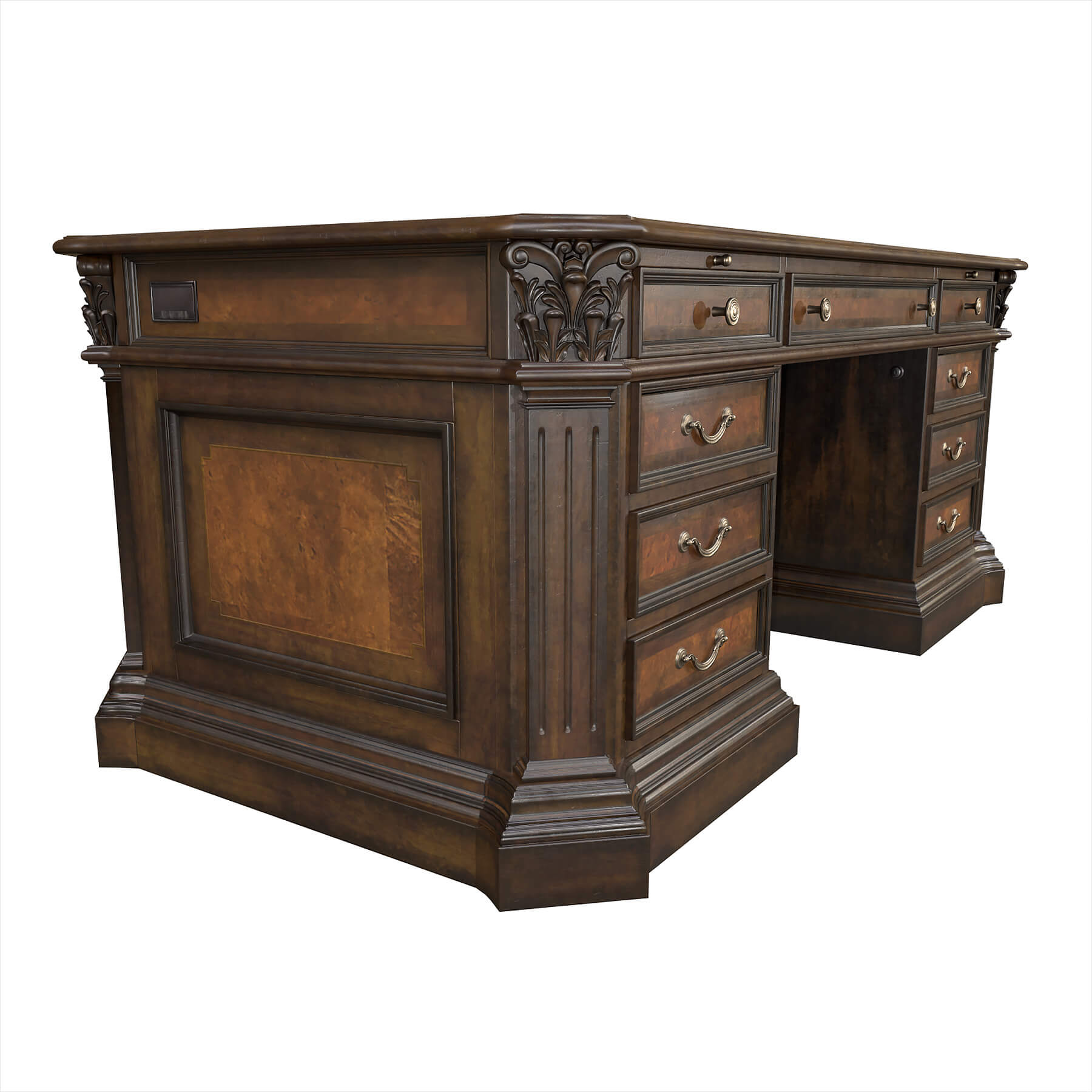 Executive Computer Desk in Mahogany Finish - 3D Model by schrenkak