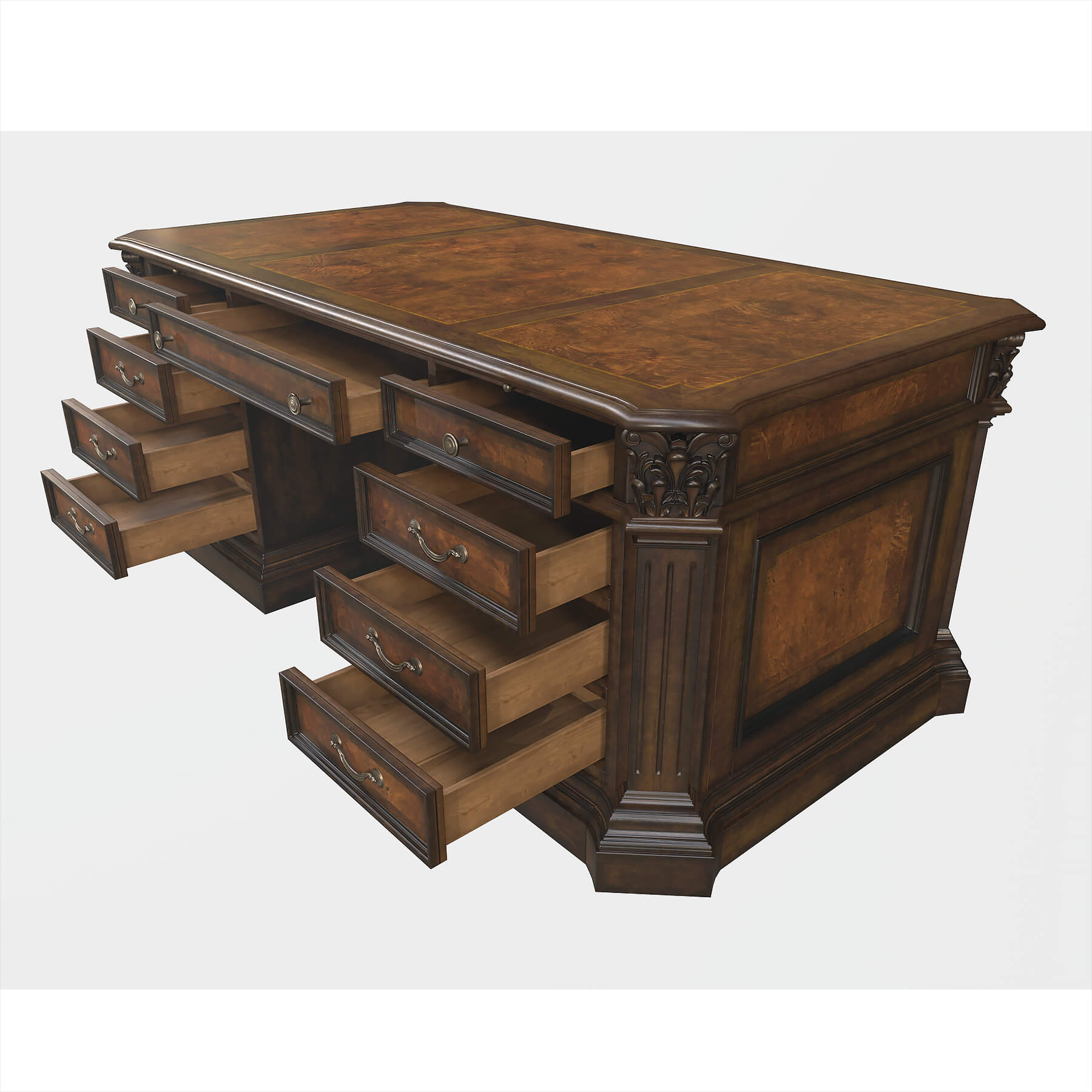 Executive Computer Desk in Mahogany Finish - 3D Model by schrenkak