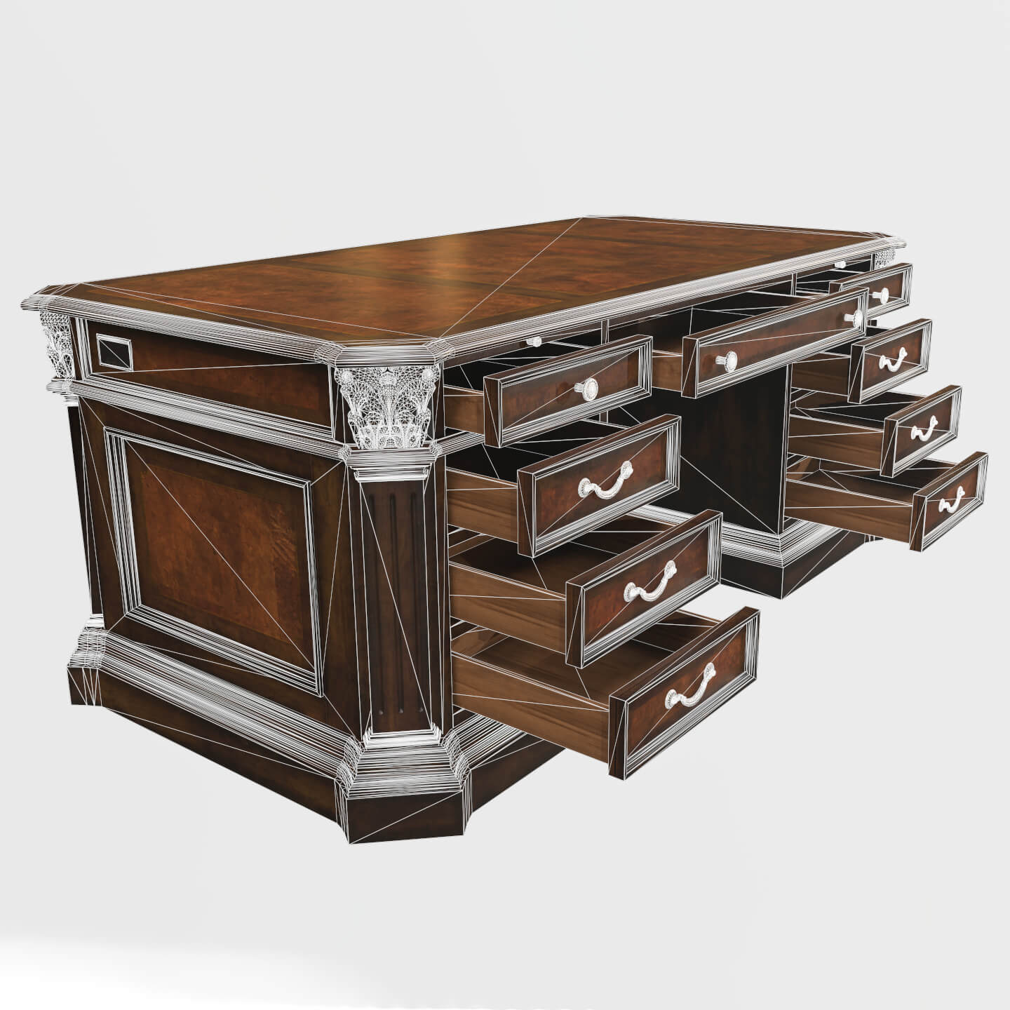 Executive Computer Desk in Mahogany Finish - 3D Model by schrenkak