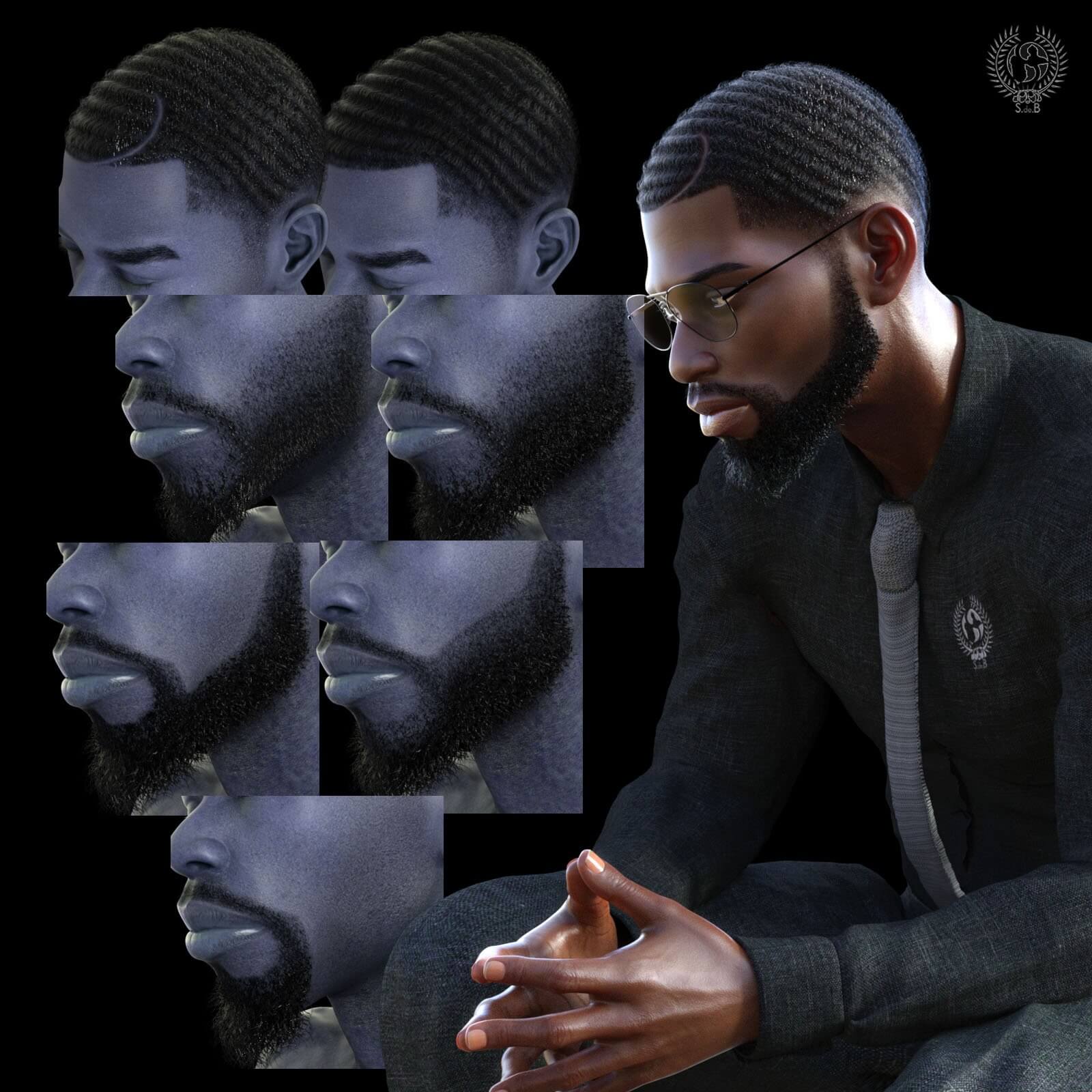 360 Deg. Waves and Beard G8M - Daz Content by SdeBStore