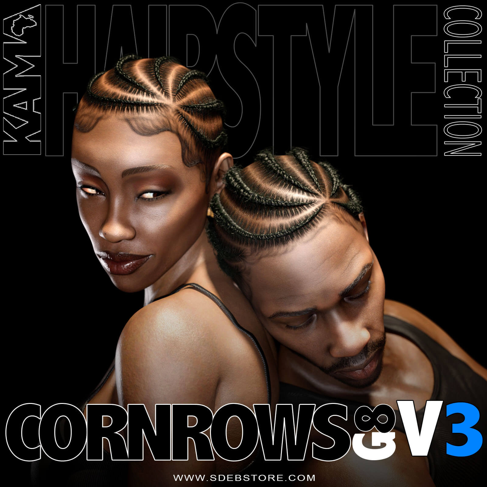 Cornrows G8 - V3 Daz Content by SdeBStore