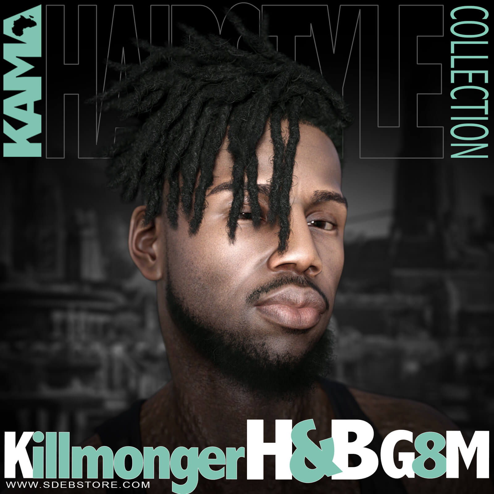 Killmonger Hair and Beard G8M - Daz Content by SdeBStore