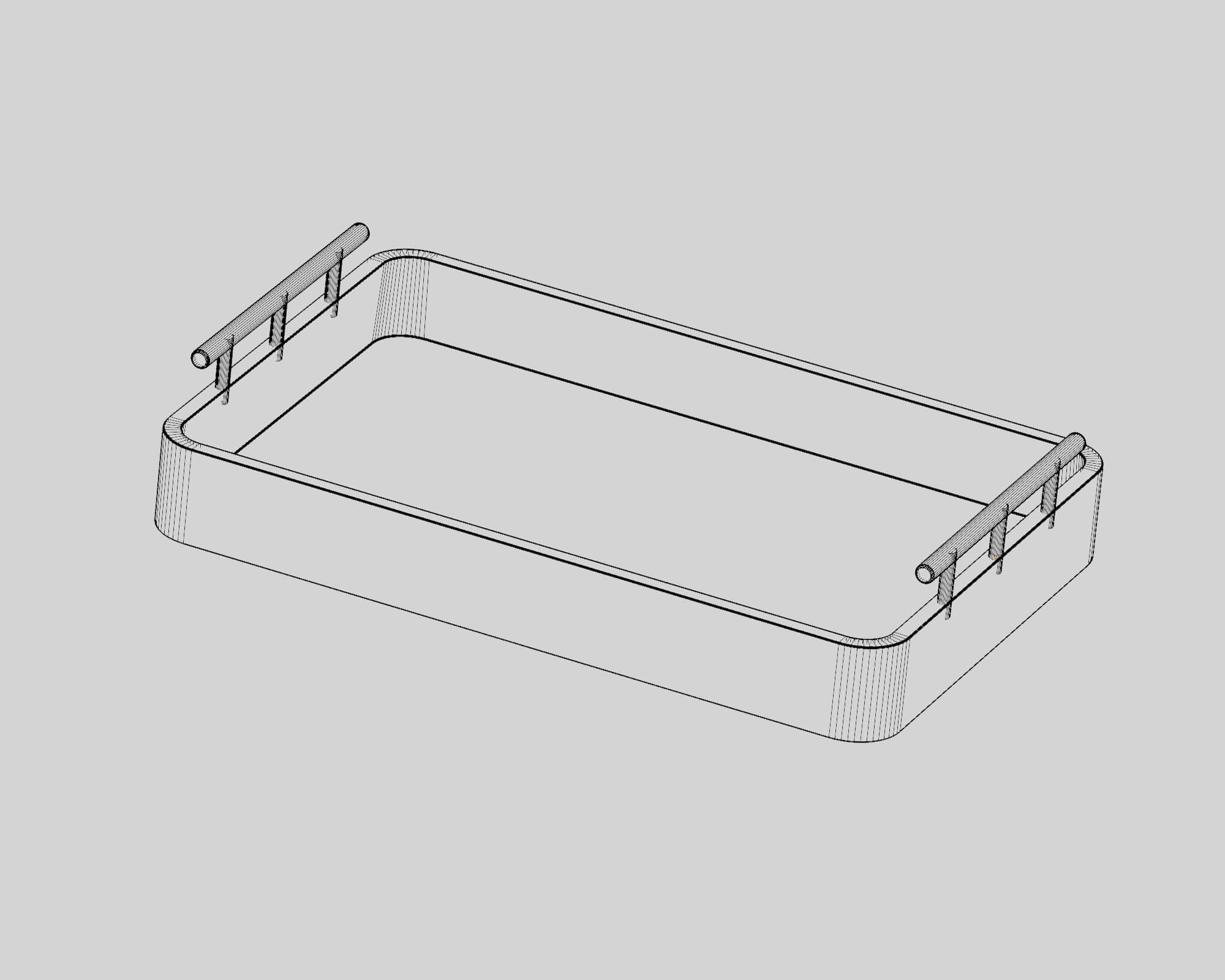 Wooden Tray. - 3D Model by sdfffg