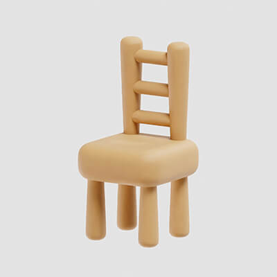 Wooden Chair Cartoon - 3D Model by sdfffg
