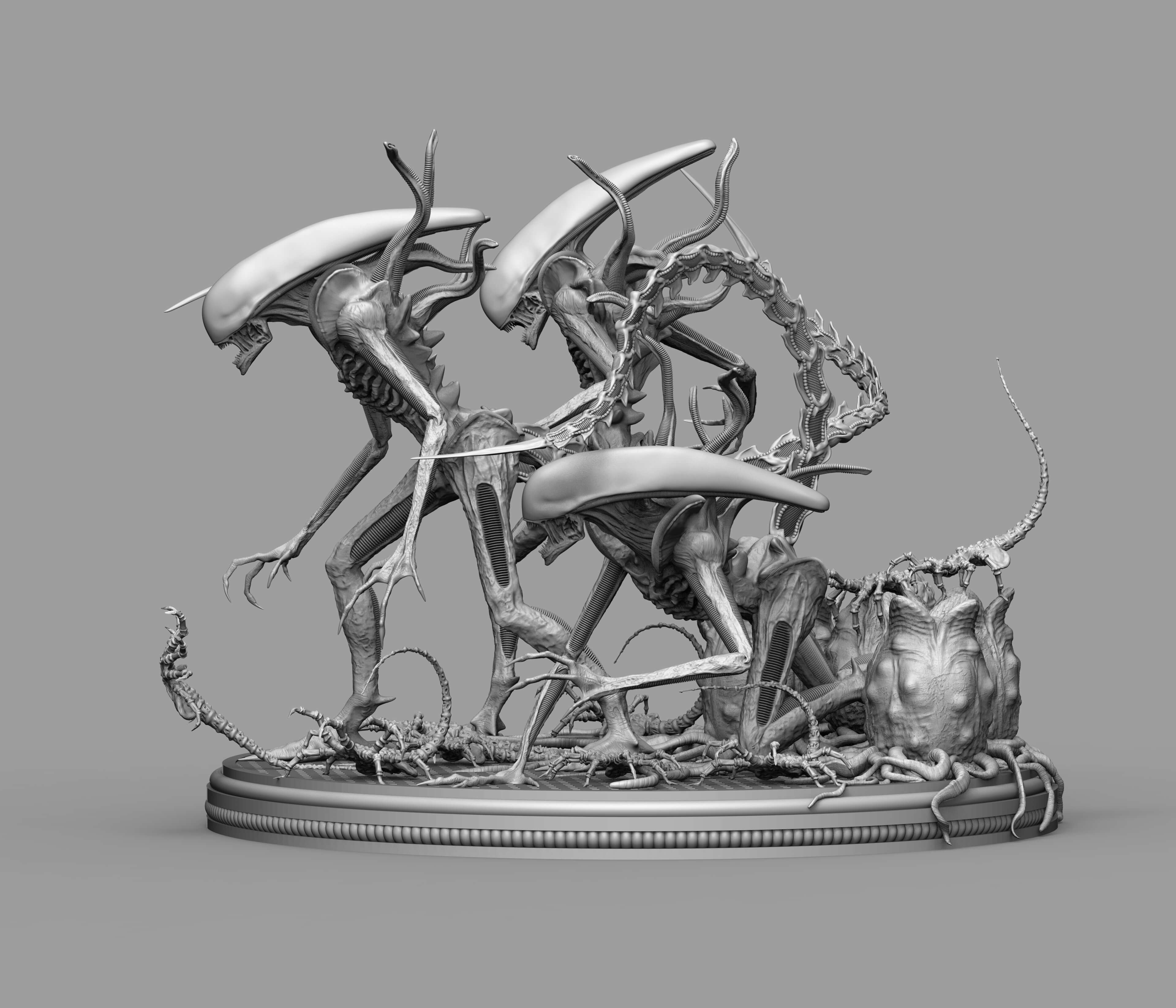 Alien Xenomorph Slenders With Eggs and Facehuggers - 3D Model by ...