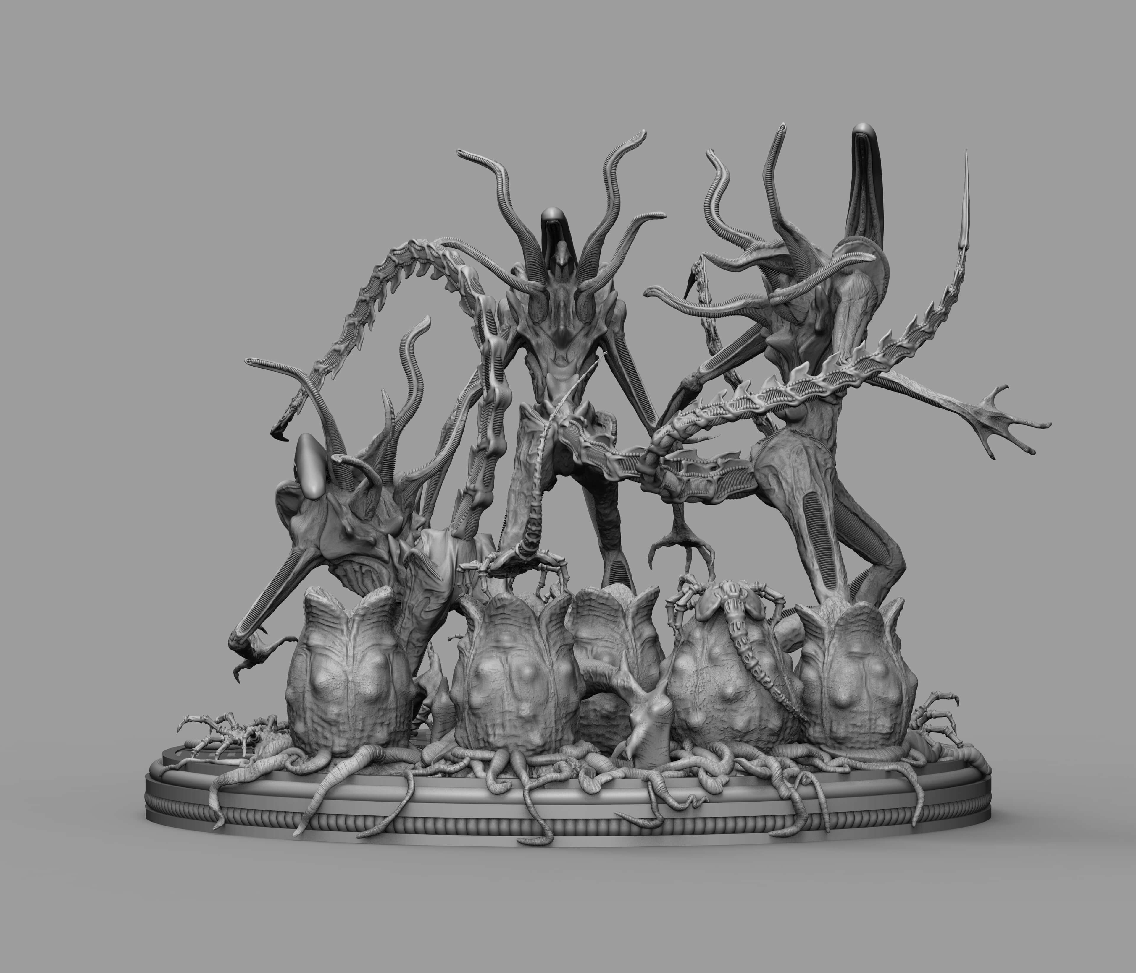 Alien Xenomorph Slenders With Eggs and Facehuggers - 3D Model by ...