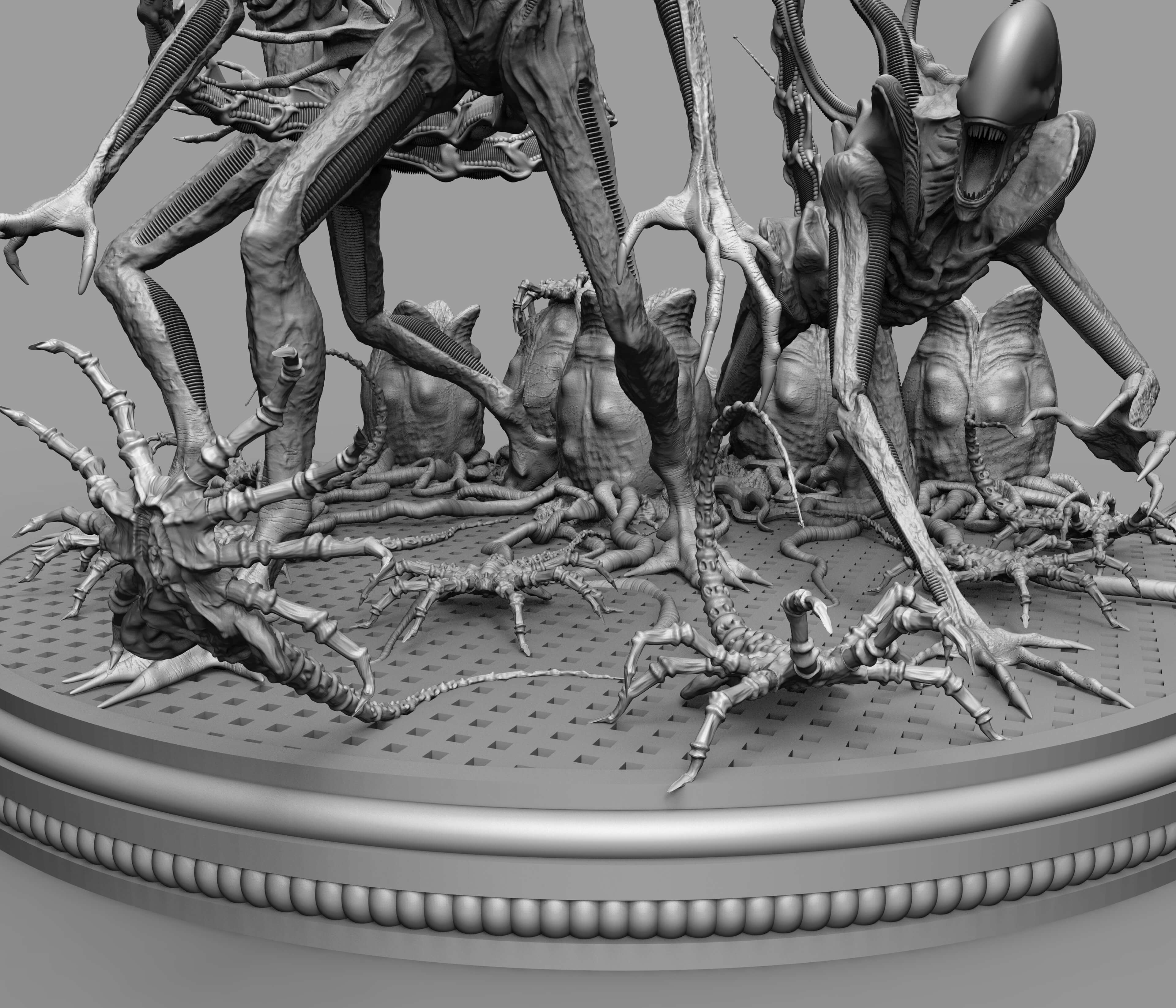 Alien Xenomorph Slenders With Eggs and Facehuggers - 3D Model by ...