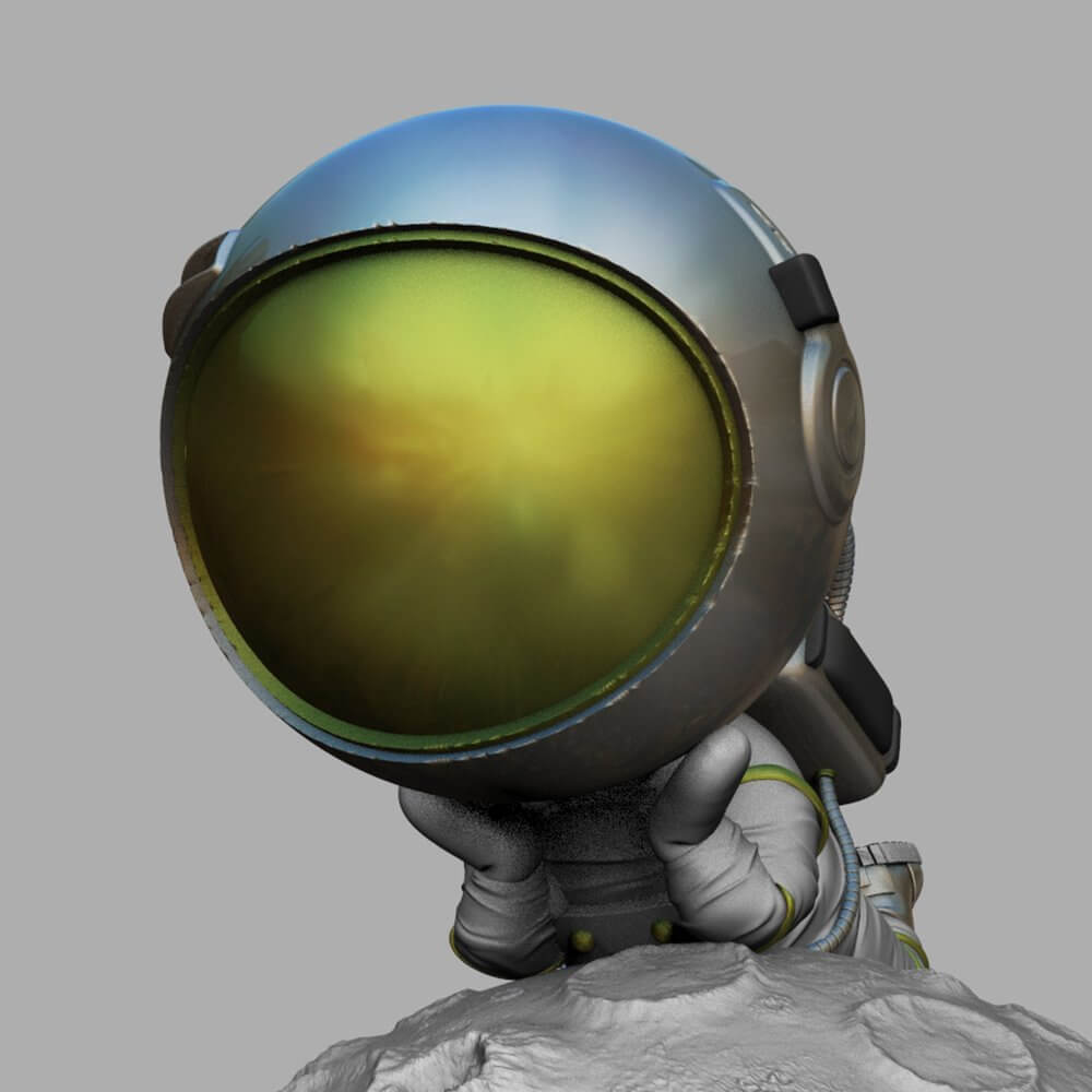 Chibi Spaceman Lying on Moon - 3D Model by seanguerrez