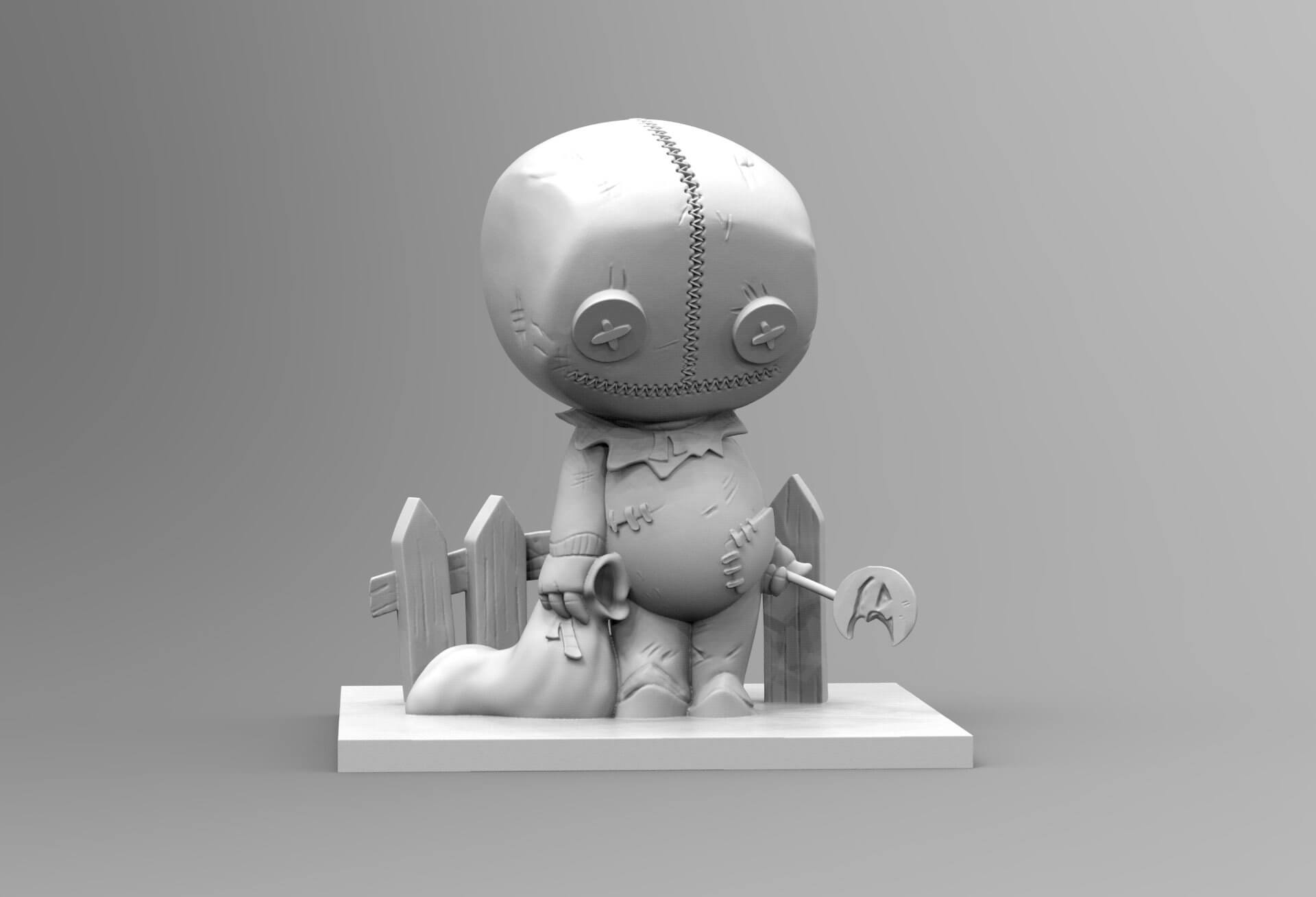 Cute Chibi Rag Doll Holding Candy - 3D Model by seanguerrez