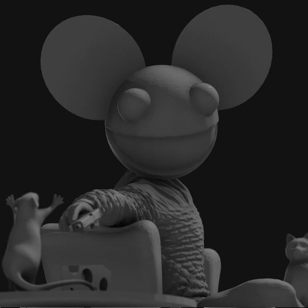 Deadmau5 On Chair with Gun Aimed at Mice - 3D Model by seanguerrez