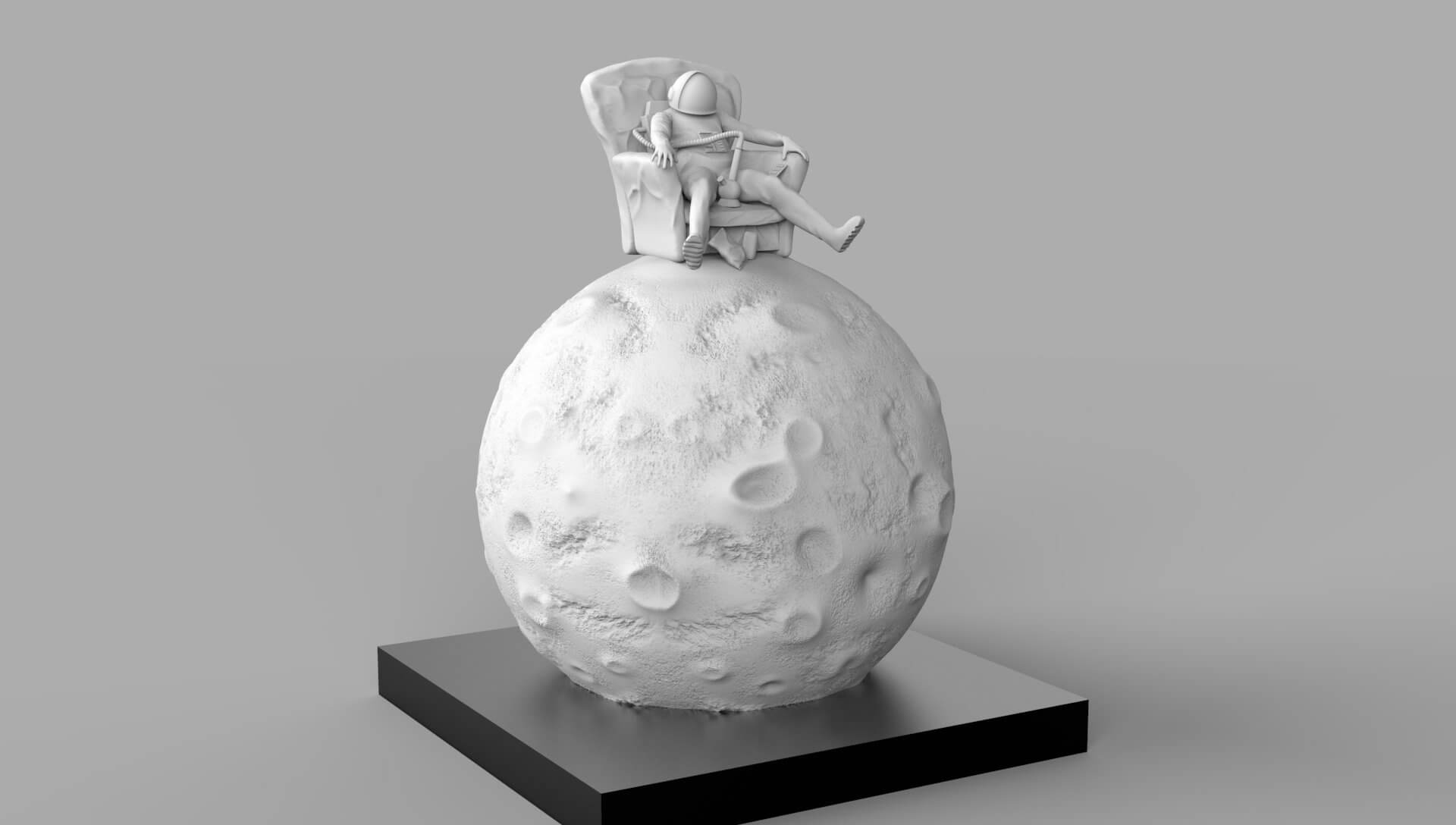 Spaceman On Moon with Bong - 3D Model by seanguerrez
