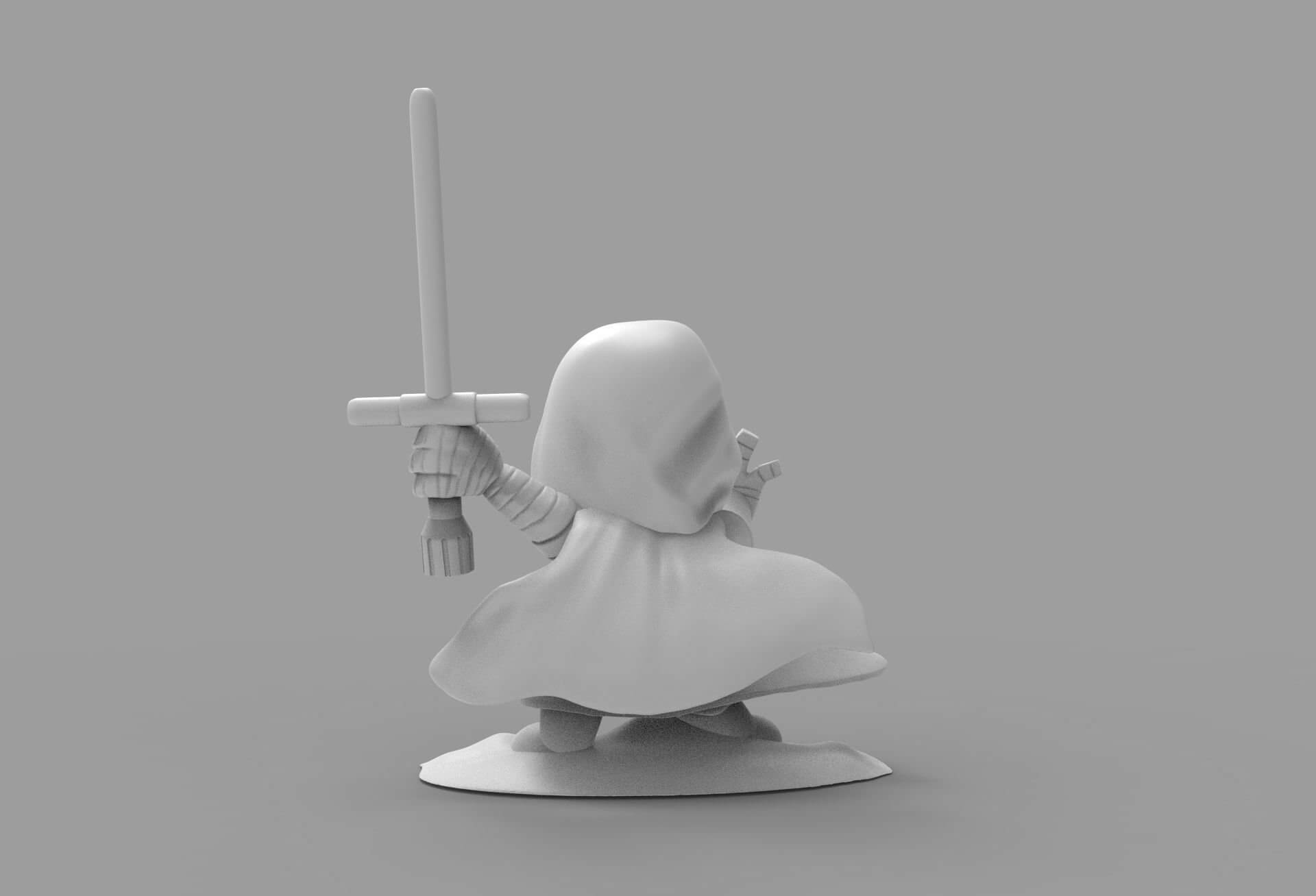 Star Wars Chibi Kylo Ren Sith With Light Saber - 3D Print Model by ...