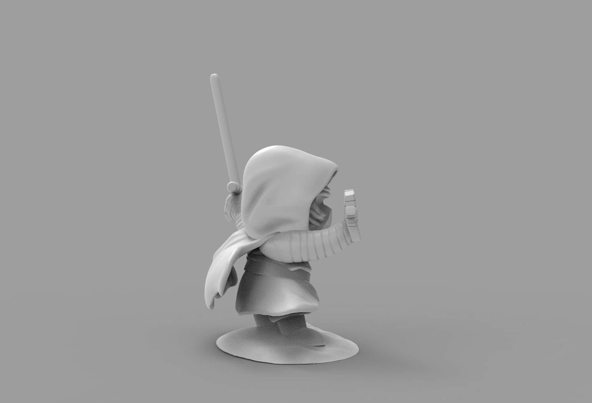 Star Wars Chibi Kylo Ren Sith With Light Saber - 3D Print Model by ...