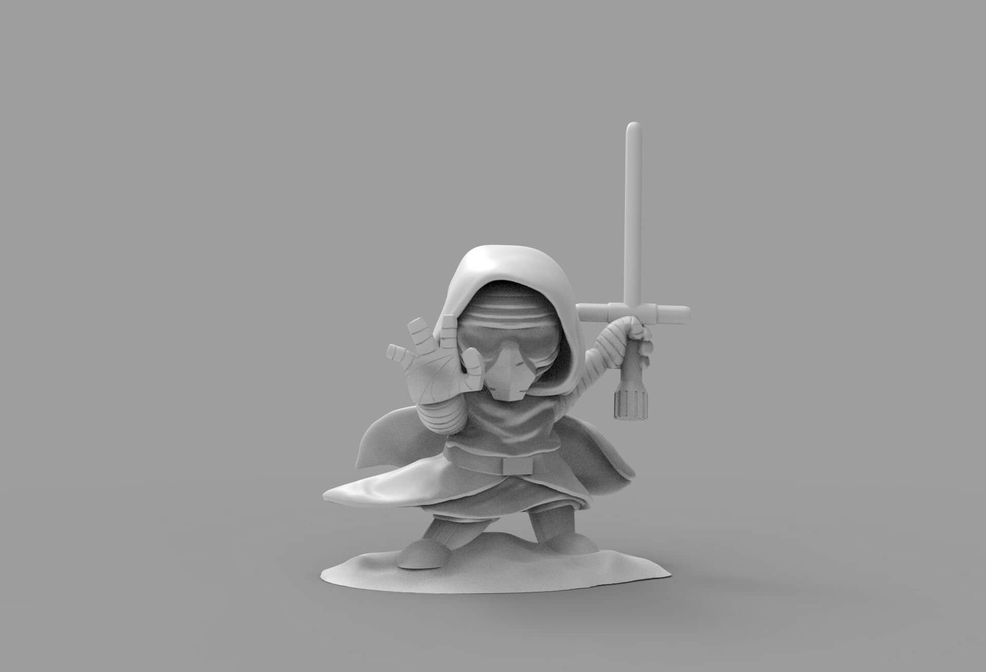 Star Wars Chibi Kylo Ren Sith With Light Saber - 3D Print Model by ...