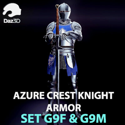 Azure Crest Knight Armor Set for Genesis 9 Male and Female - Daz ...