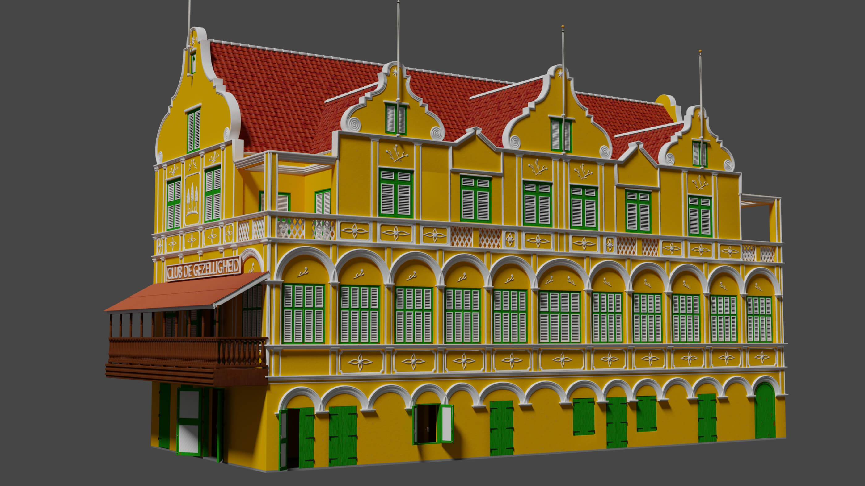 Historical Penha Building in Curacao - 3D Model by Semper